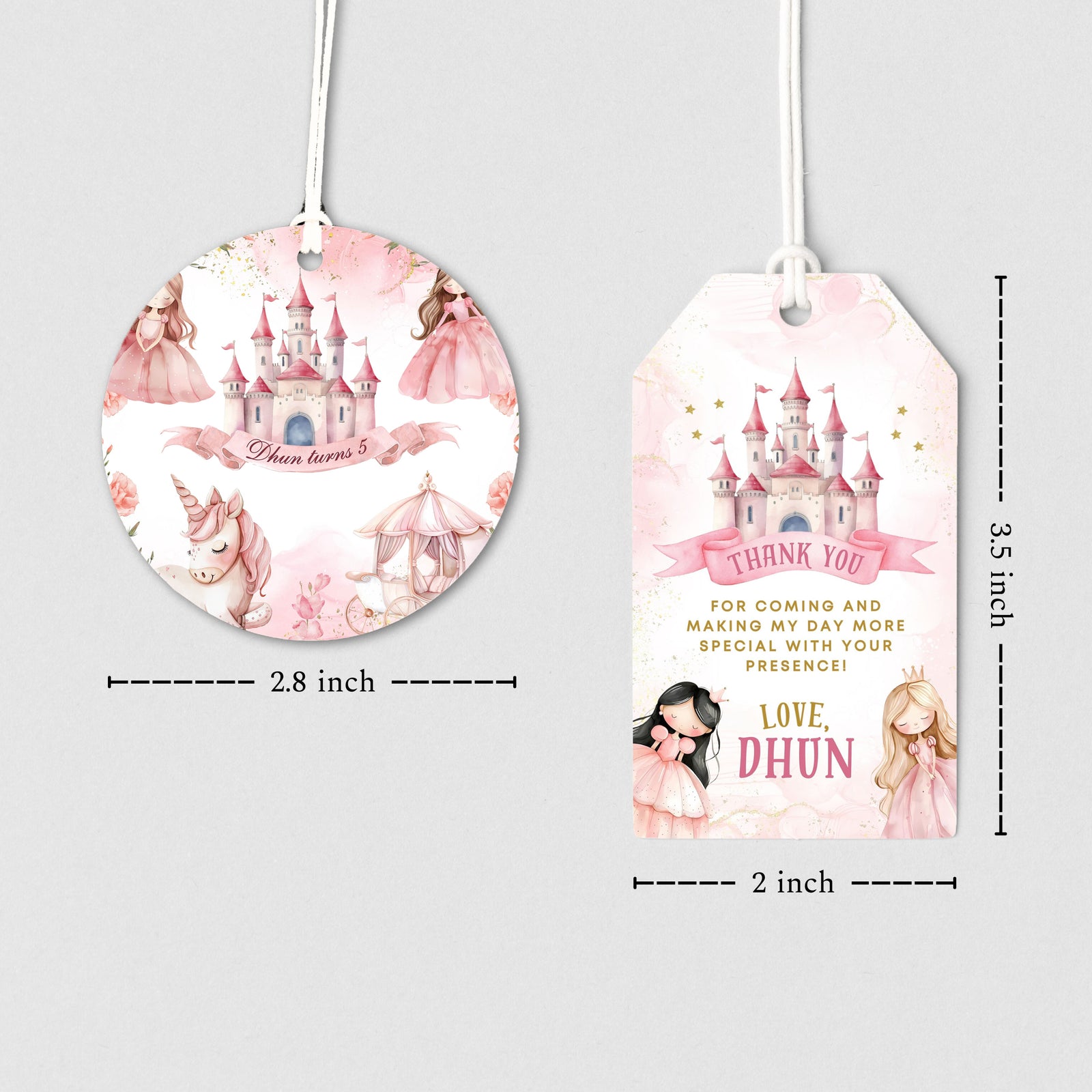 Thank you tags / Labels | Princess Castle Theme – Ezyprints Studio