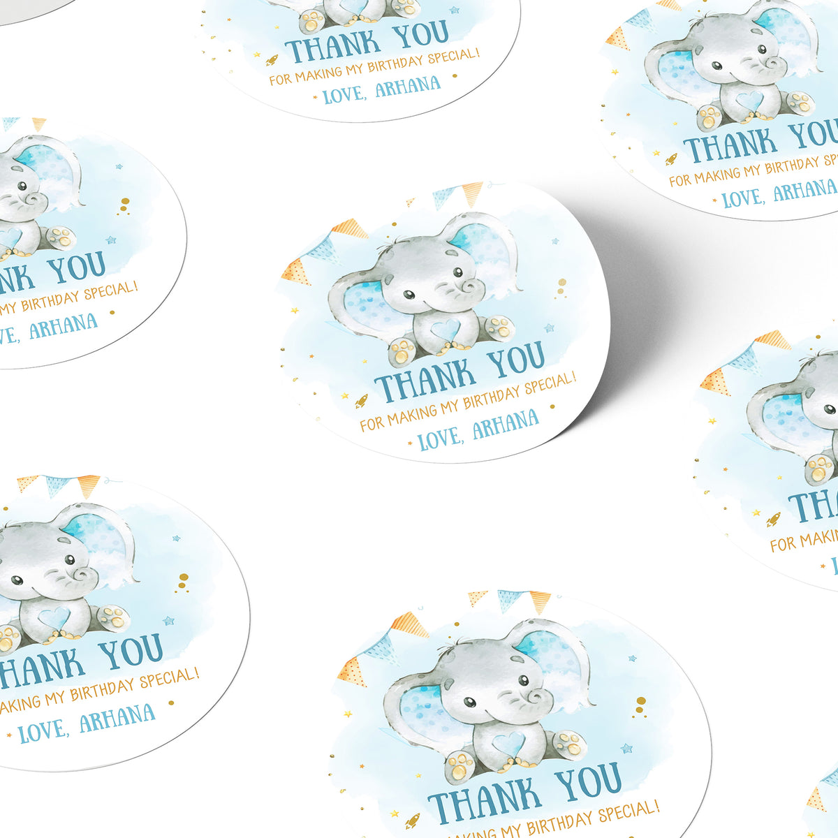 Thank you tags / Labels | Blue Elephant Theme – Ezyprints Studio