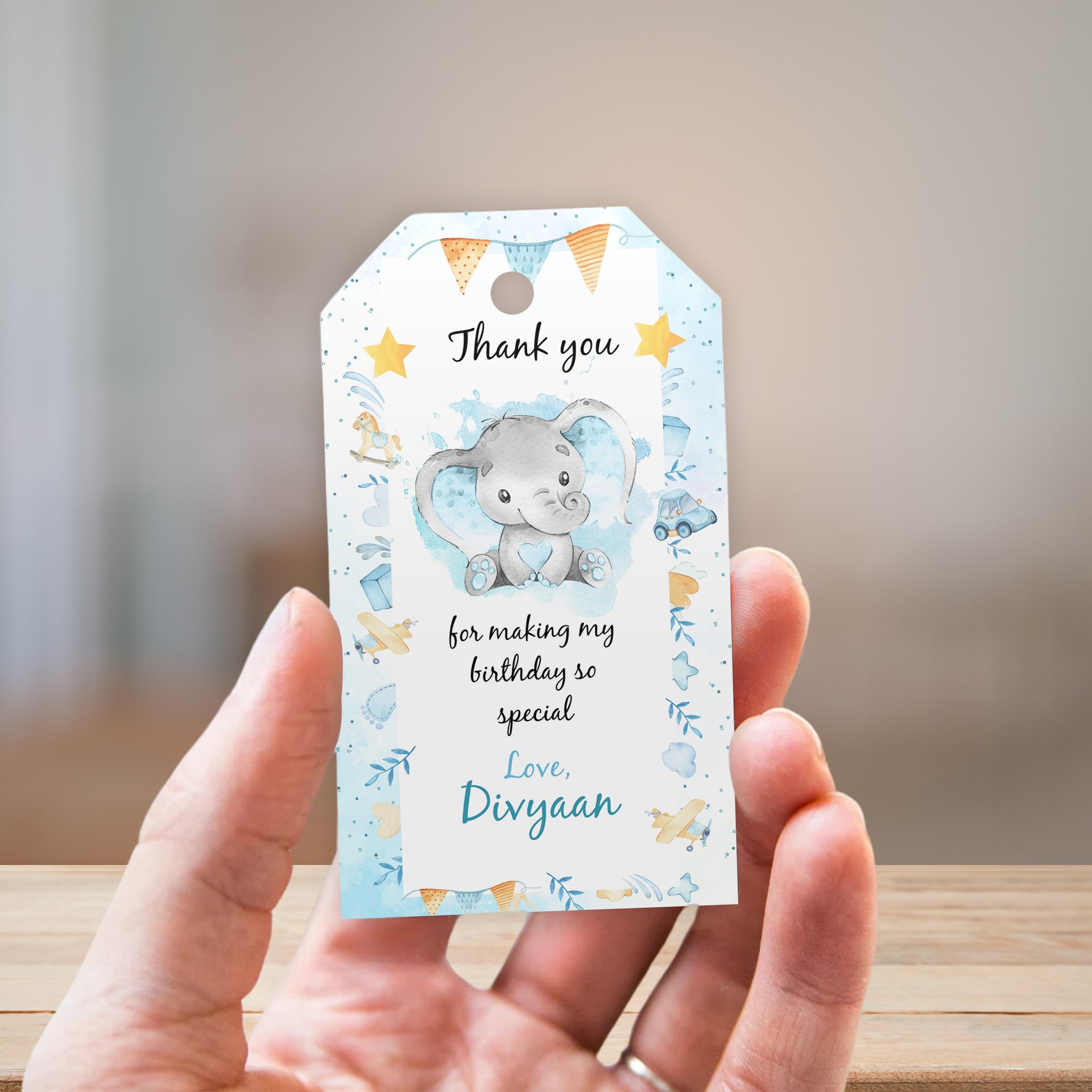 Thank you tags / Labels | Blue Elephant Theme – Ezyprints Studio
