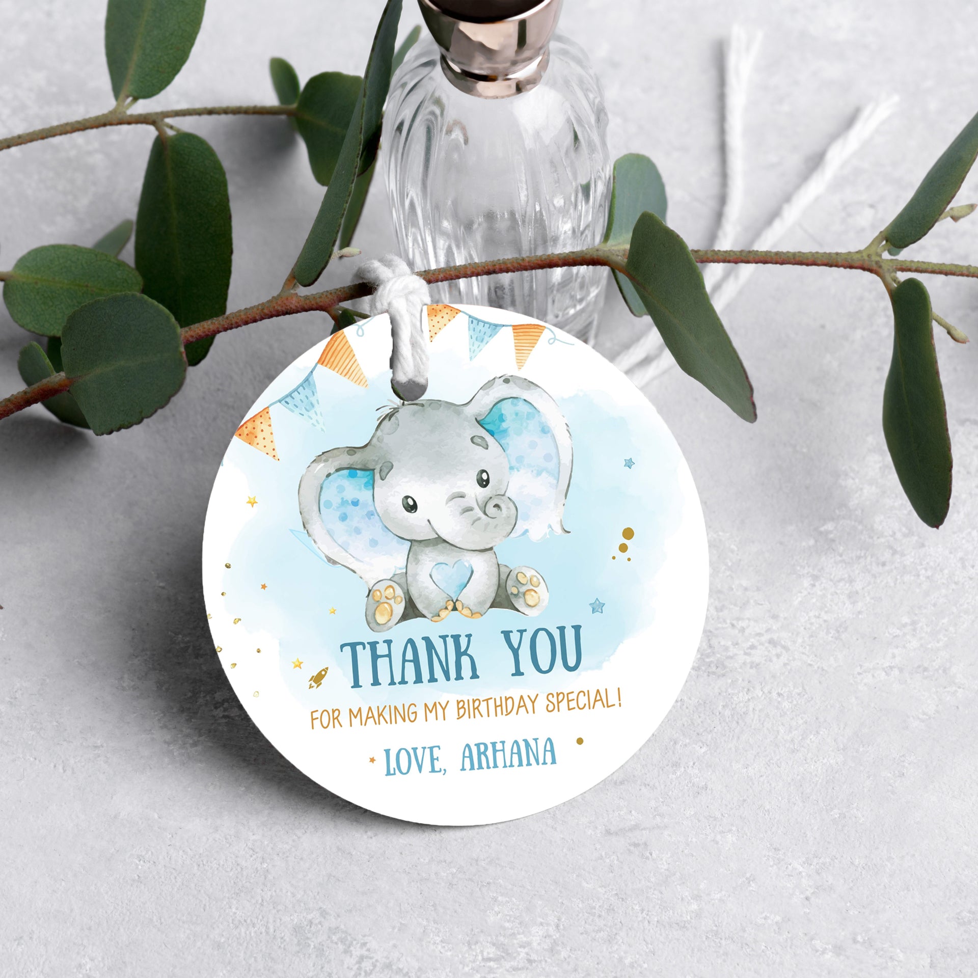 Thank you tags / Labels | Blue Elephant Theme – Ezyprints Studio