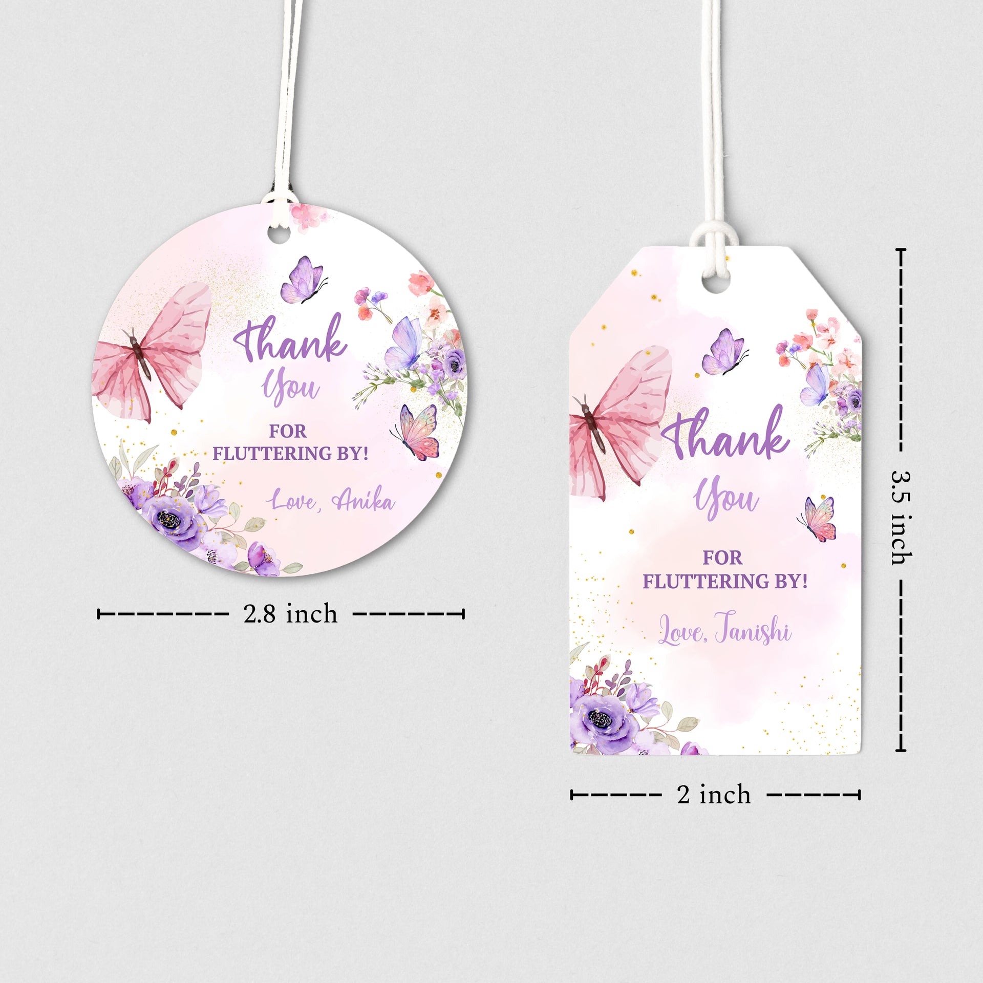 Thank you tags / Labels | Butterfly theme – Ezyprints Studio