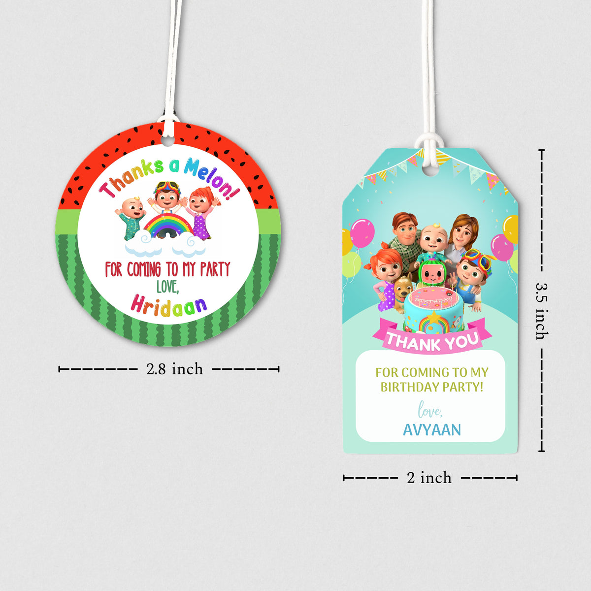 Thank you tags / Labels | Cocomelon theme – Ezyprints Studio