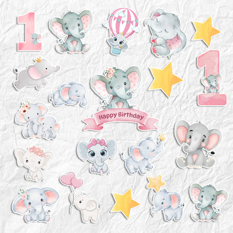 Cake Toppers | Pink Elephant Theme – Ezyprints Studio