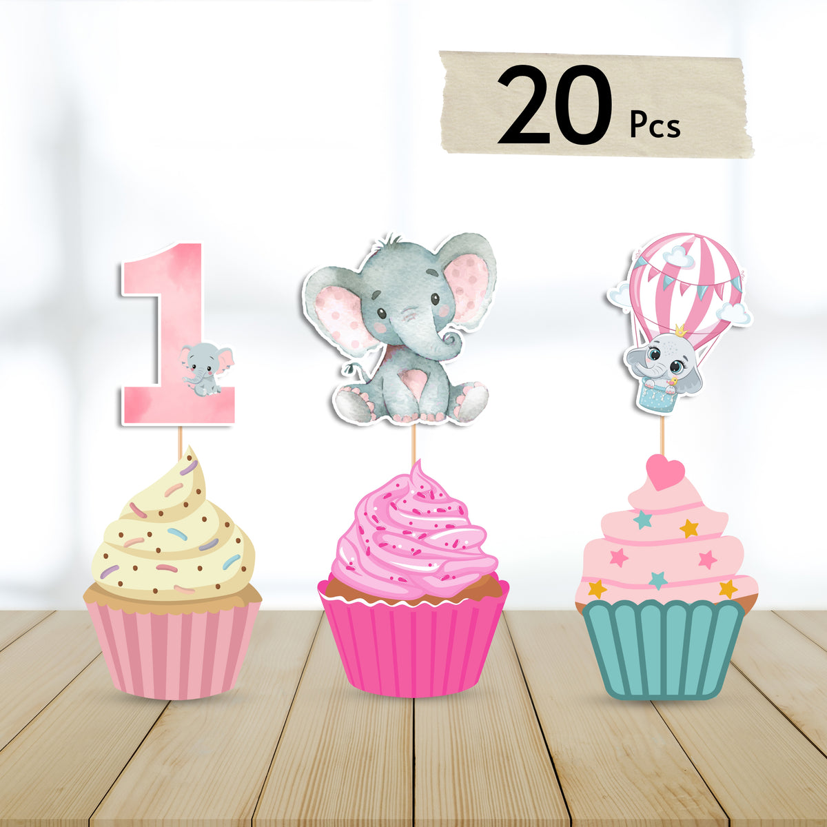 Cake Toppers | Pink Elephant Theme – Ezyprints Studio