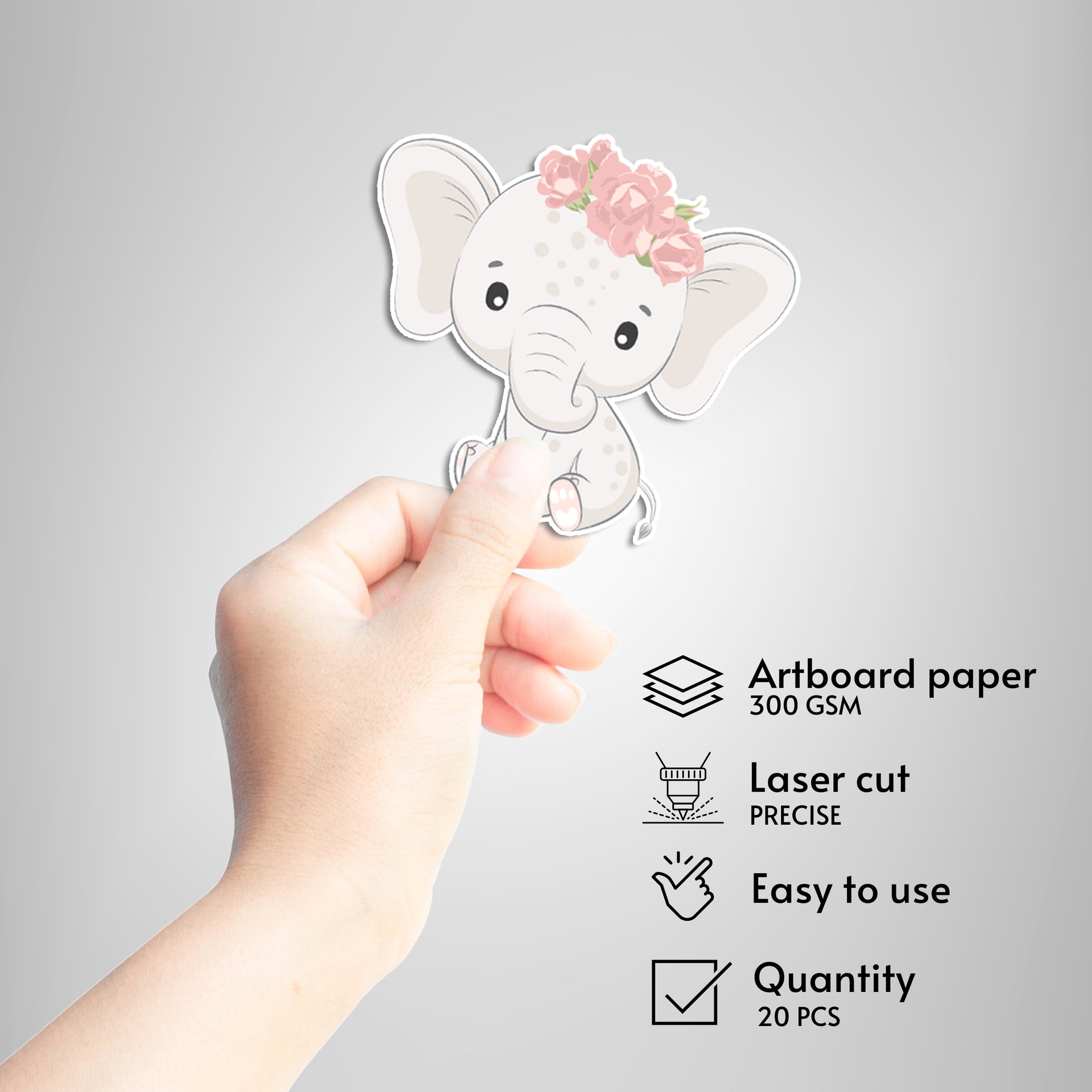 Animal Cutouts | Pink Elephant Theme Birthday Cutouts – Ezyprints Studio