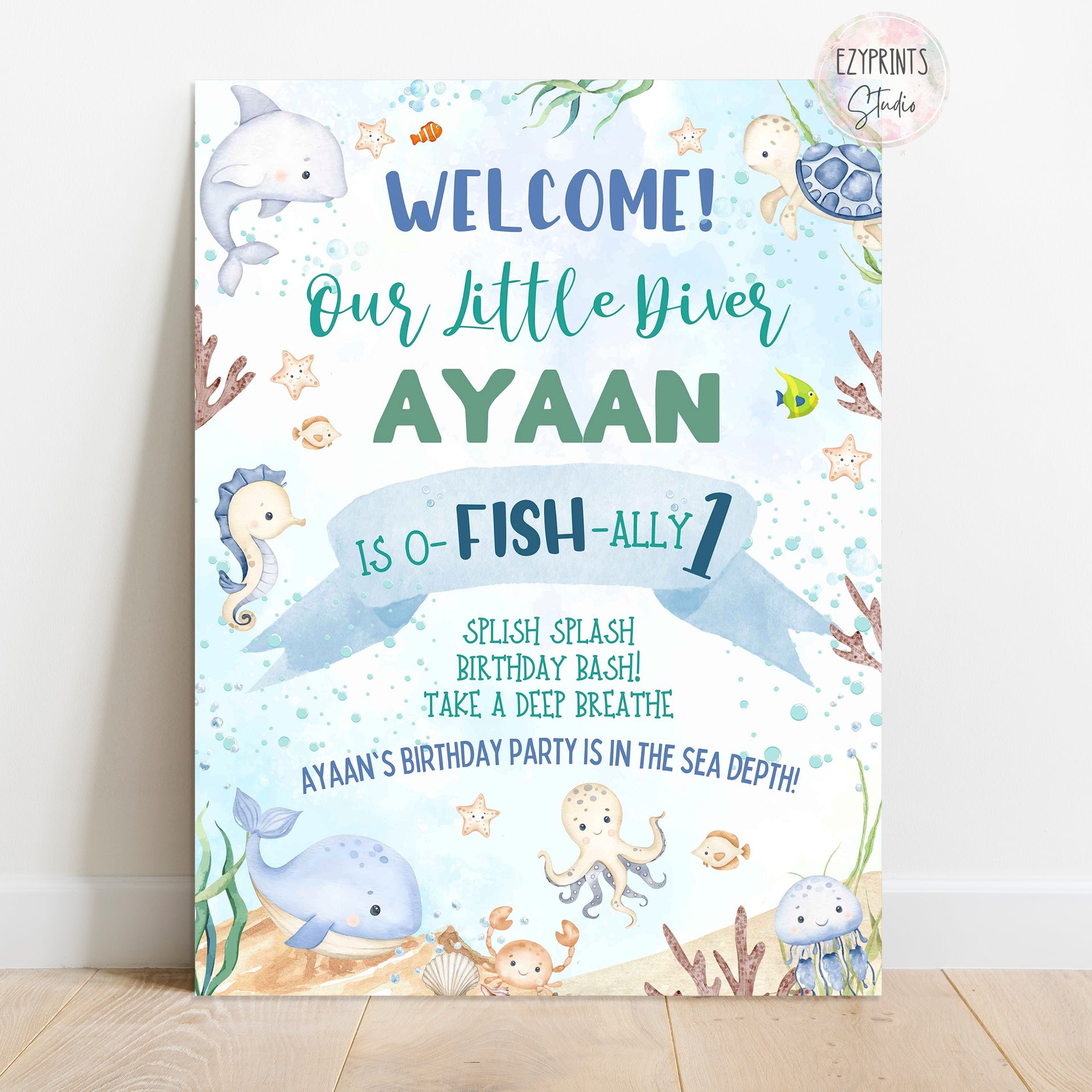 Under-the-Sea Birthday Party Welcome Board – Ezyprints Studio