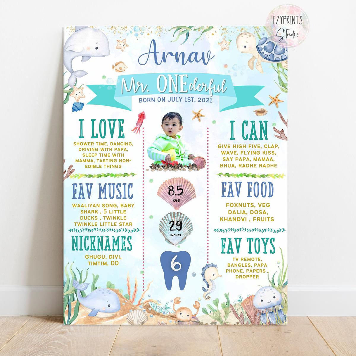 Under-the-Sea theme Birthday Chalkboard Poster – Ezyprints Studio
