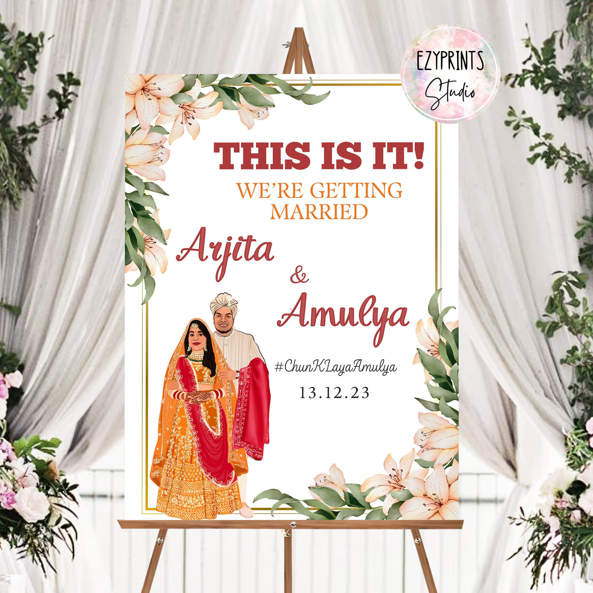 Indian Wedding Welcome Board | Muhurat – Ezyprints Studio