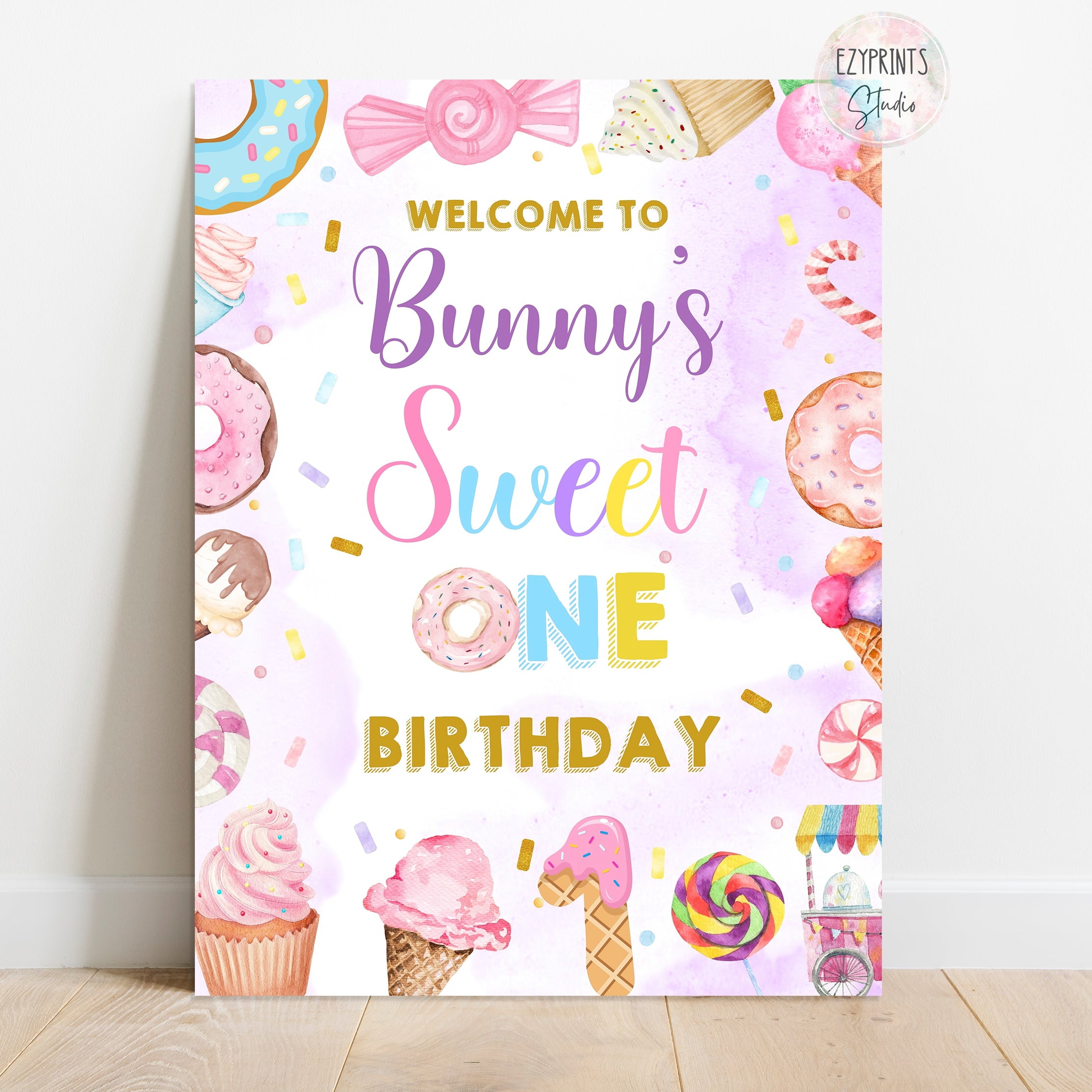 Sweet ONE Candy land Birthday Party Welcome Board – Ezyprints Studio