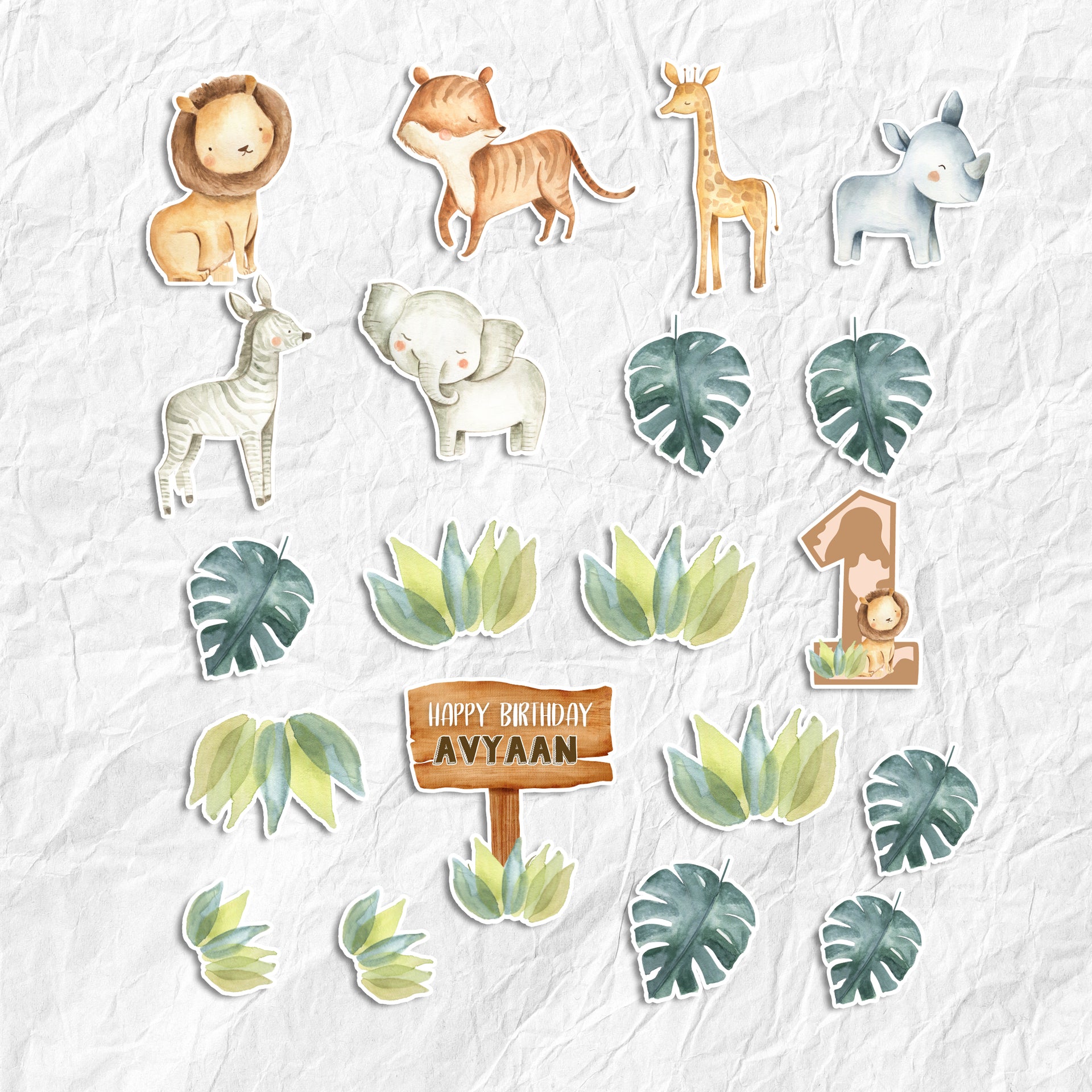 First Year Photo Collage Board | Wild Animals Theme – Ezyprints Studio