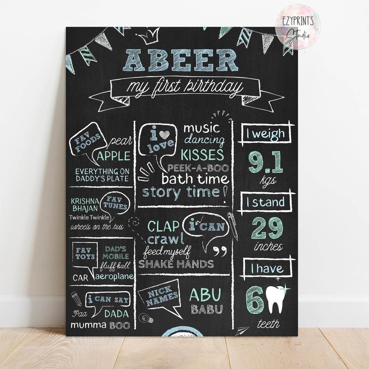 Customised Boys Milestone Chalkboard Poster – Ezyprints Studio