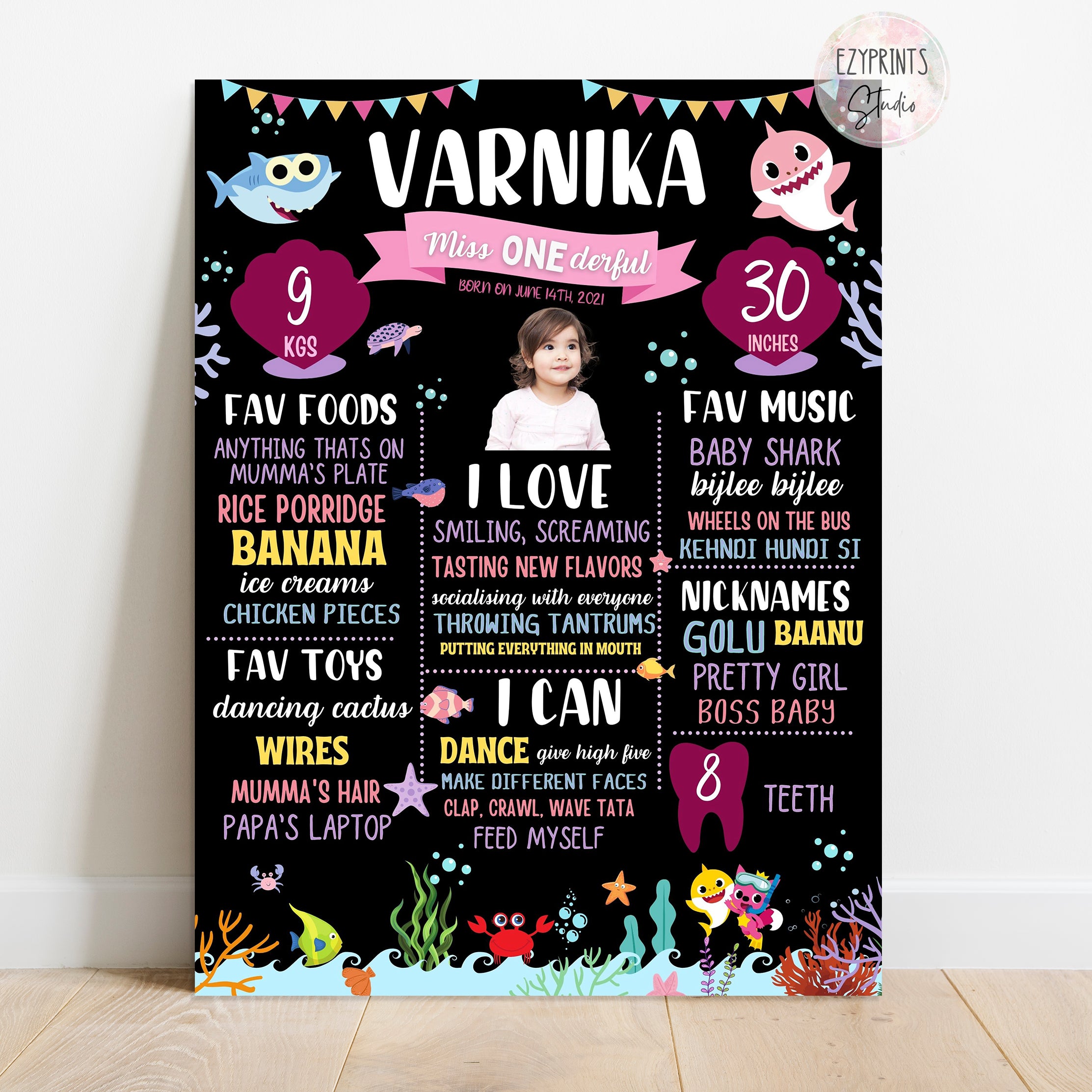Birthday Chalkboard Poster | Baby Shark – Ezyprints Studio