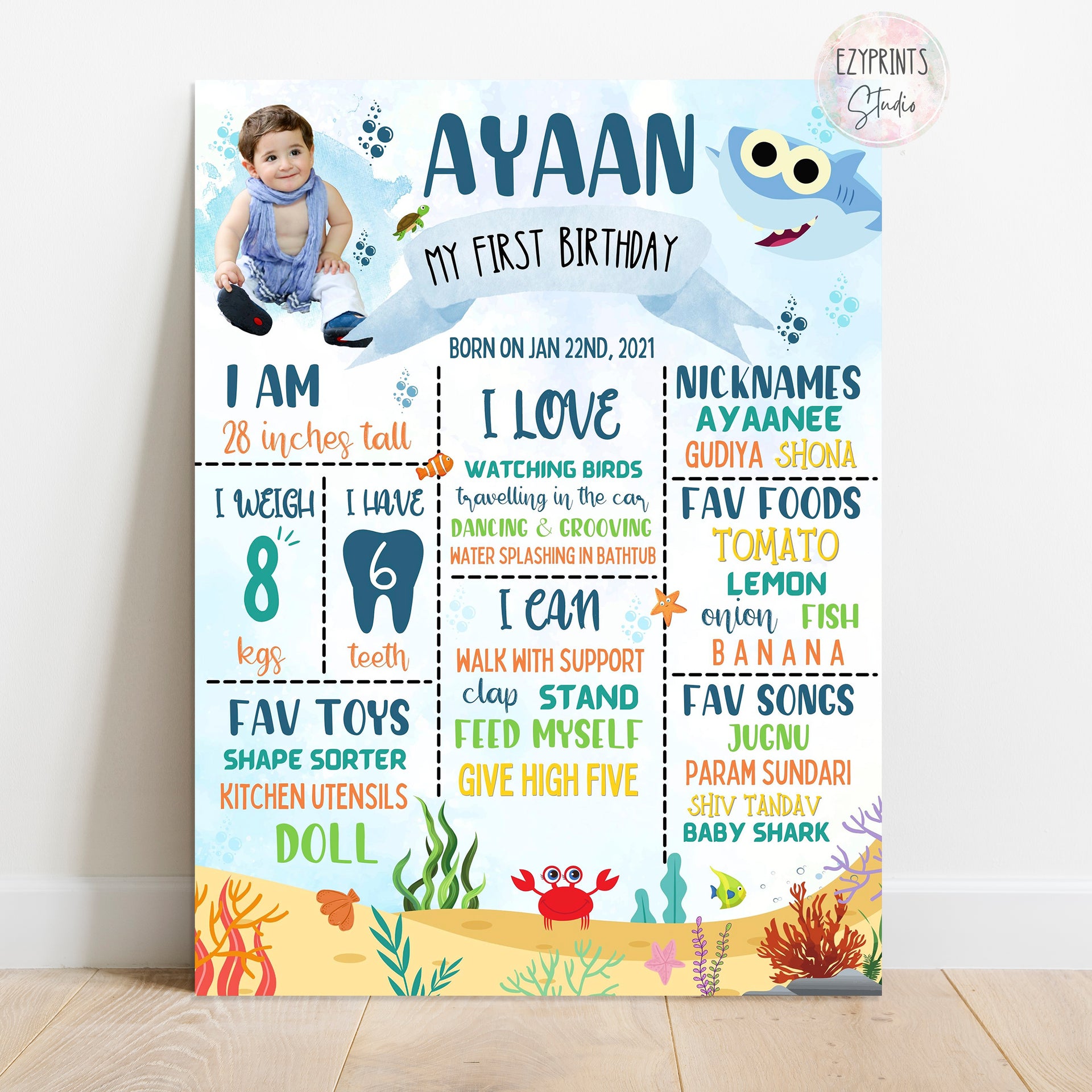 Birthday Chalkboard Poster | Baby Shark – Ezyprints Studio