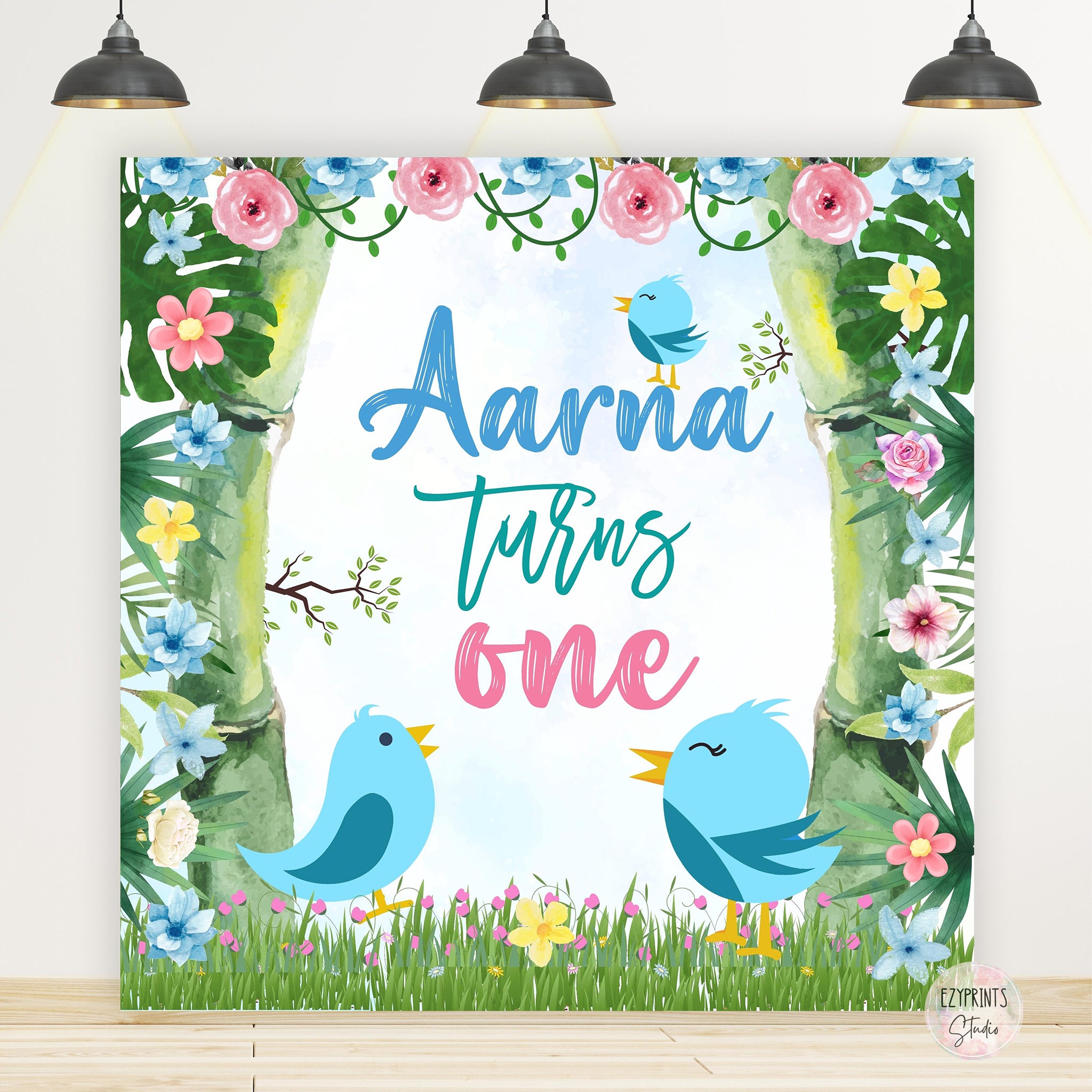 Birds Theme Birthday Backdrop – Ezyprints Studio