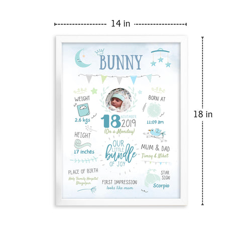 Baby Boy Birth Stats Frame | Memory Frame – Ezyprints Studio
