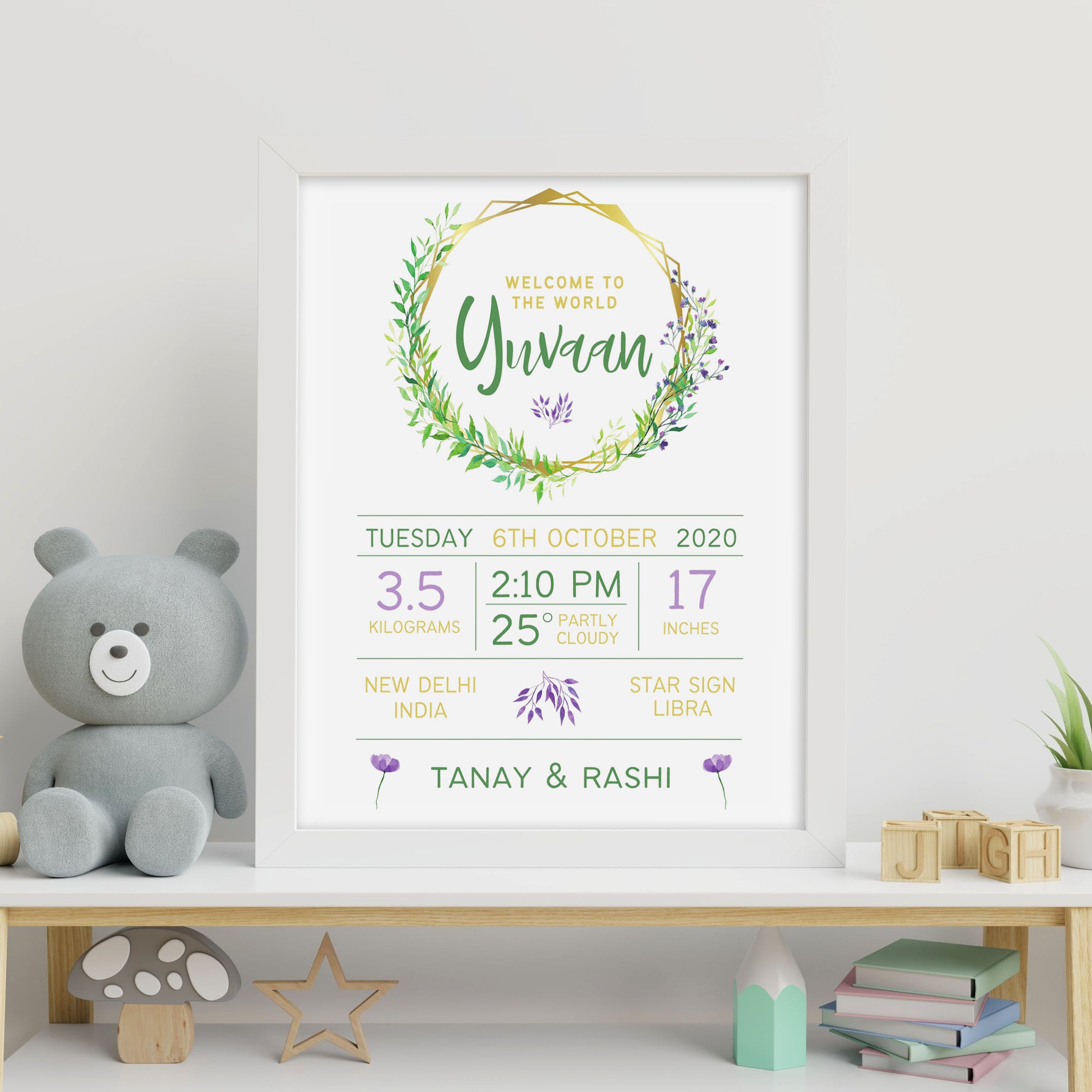 Baby Birth Details Frame | Birth Stats Frame | Memory Frame – Ezyprints ...