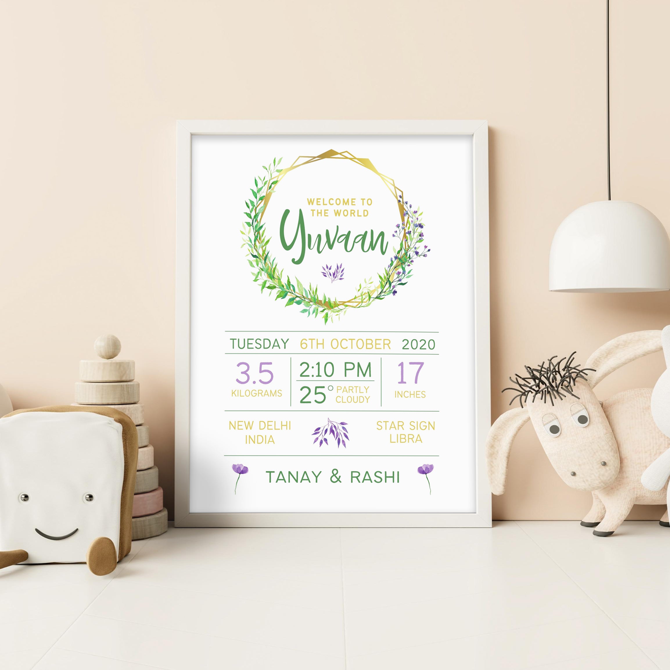 Baby Birth Details Frame | Birth Stats Frame | Memory Frame – Ezyprints ...