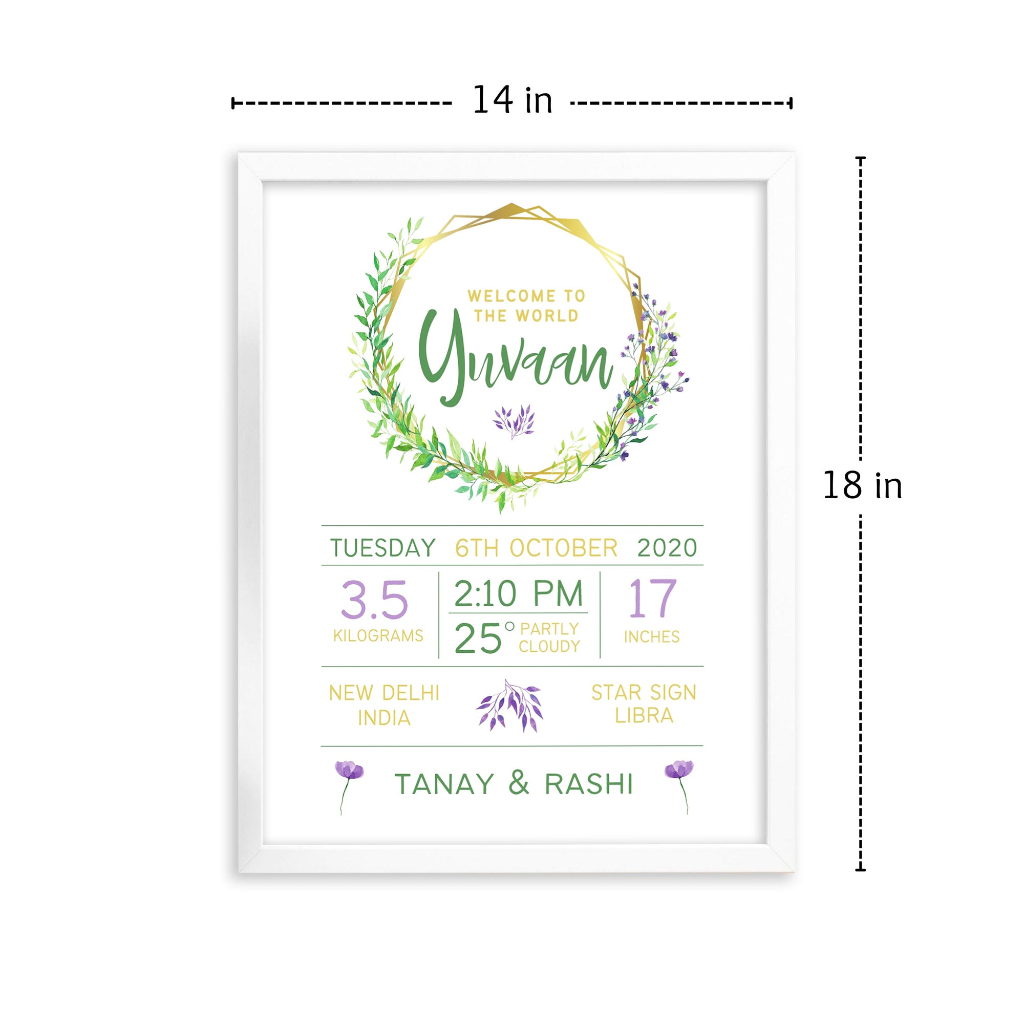 Baby Birth Details Frame | Birth Stats Frame | Memory Frame – Ezyprints ...