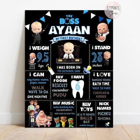 Birthday Milestone Chalkboard | Boss Baby theme – Ezyprints Studio