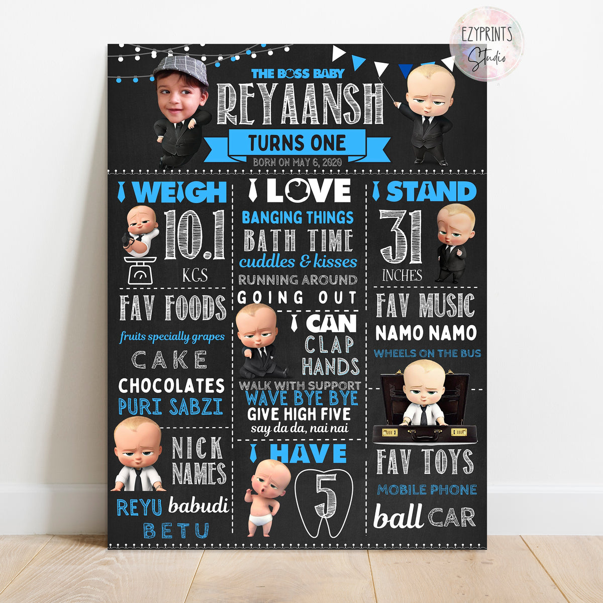 Birthday Chalkboard Poster | Boss Baby theme – Ezyprints Studio