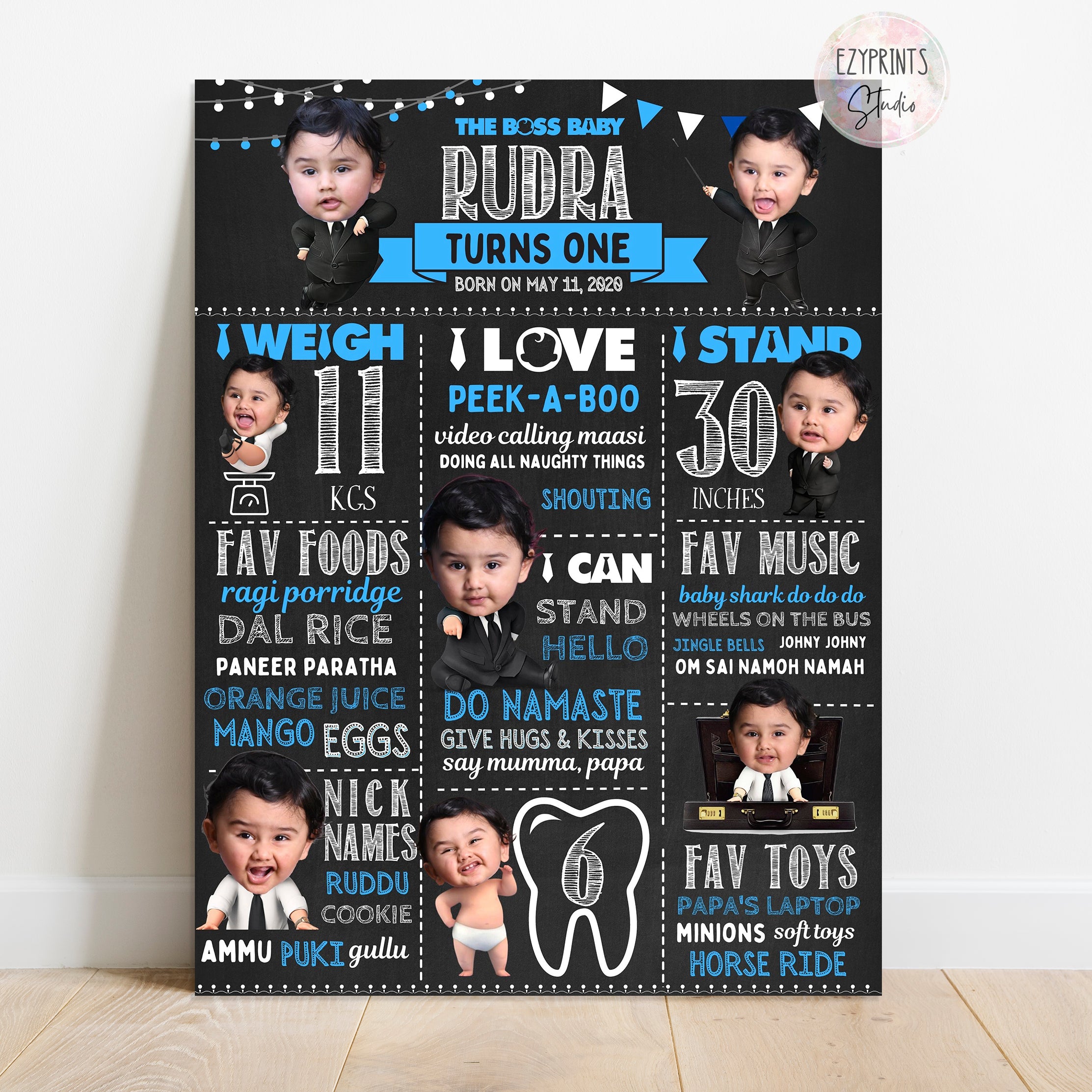 Birthday Chalkboard Poster | Boss Baby theme – Ezyprints Studio