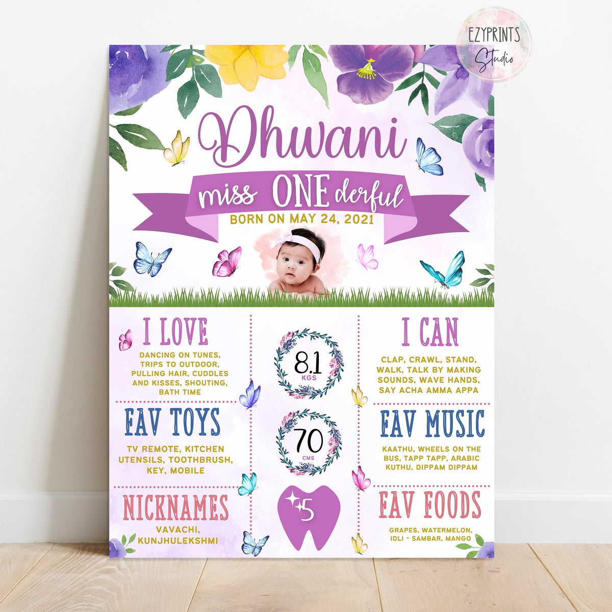 Birthday Chalkboard Poster | Butterfly theme – Ezyprints Studio