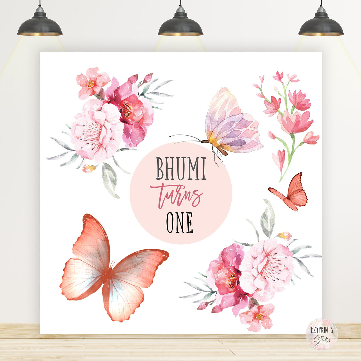 Pink Pastel Butterfly Birthday Backdrop – Ezyprints Studio