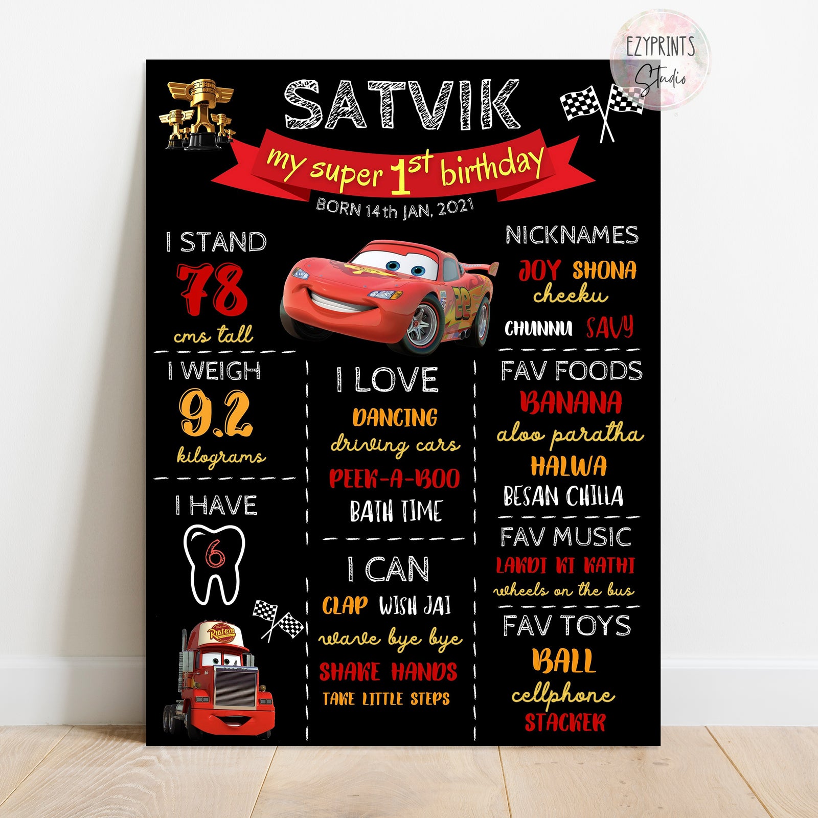 Cars theme Birthday Chalkboard Poster – Ezyprints Studio