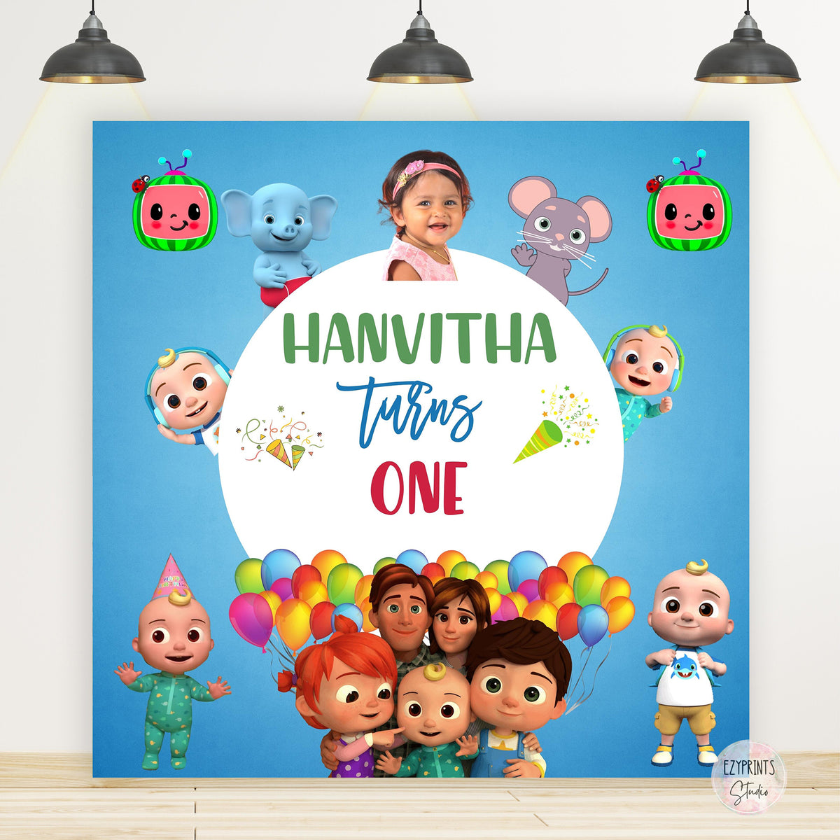 Cocomelon Theme Birthday Backdrop | Personalised – Ezyprints Studio