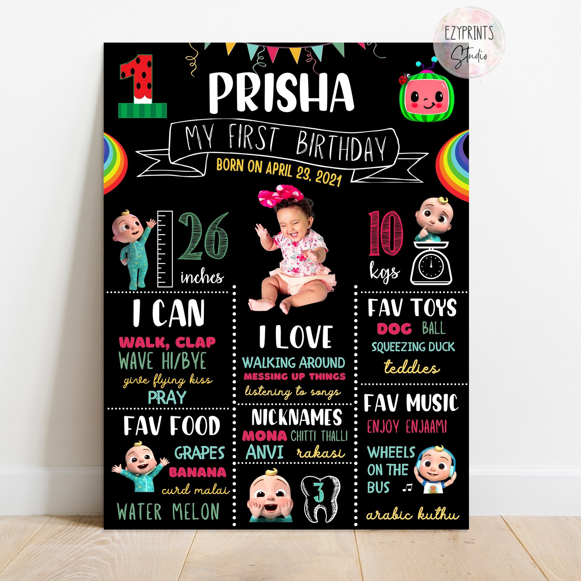Cocomelon Theme Birthday Party Welcome Board – Ezyprints Studio