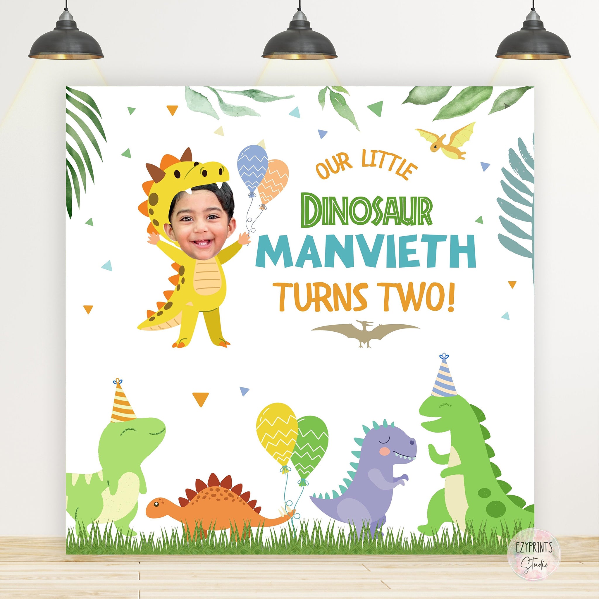 Personalised Dinosaur Theme Kids Birthday Backdrop – Ezyprints Studio