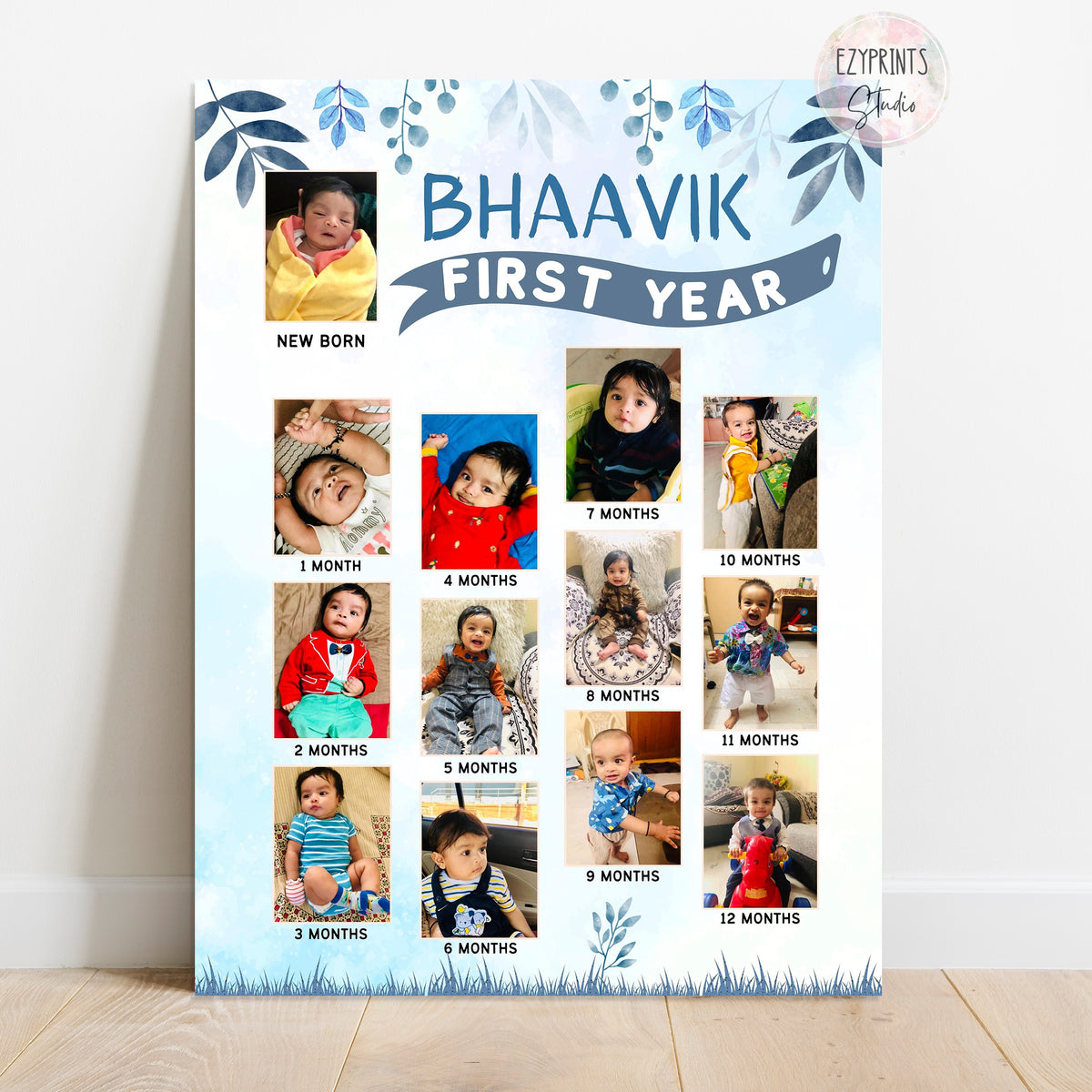 Personalised First Year Photo Collage Board | Boys – Ezyprints Studio
