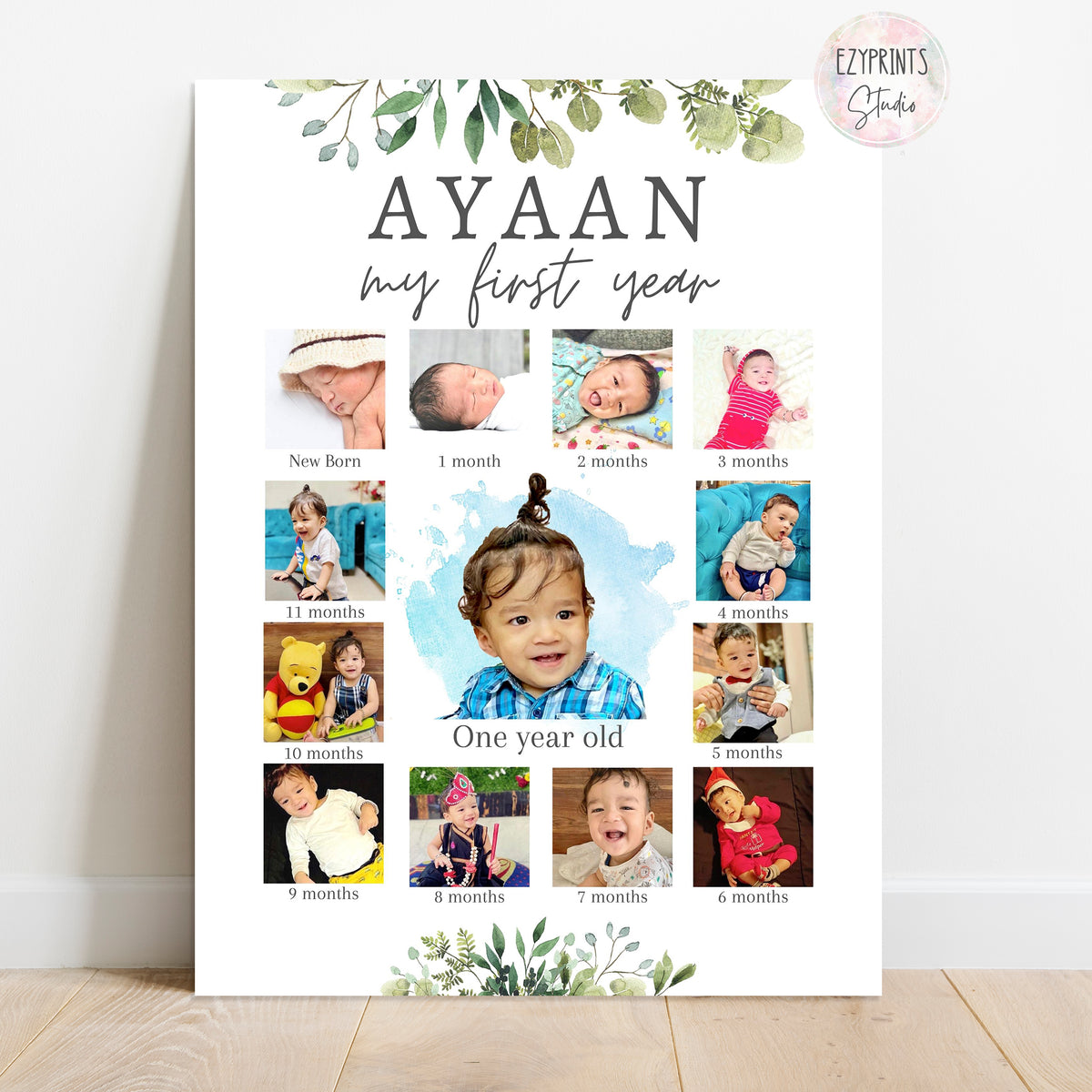 Personalised First Year Photo Collage Board | Boys – Ezyprints Studio