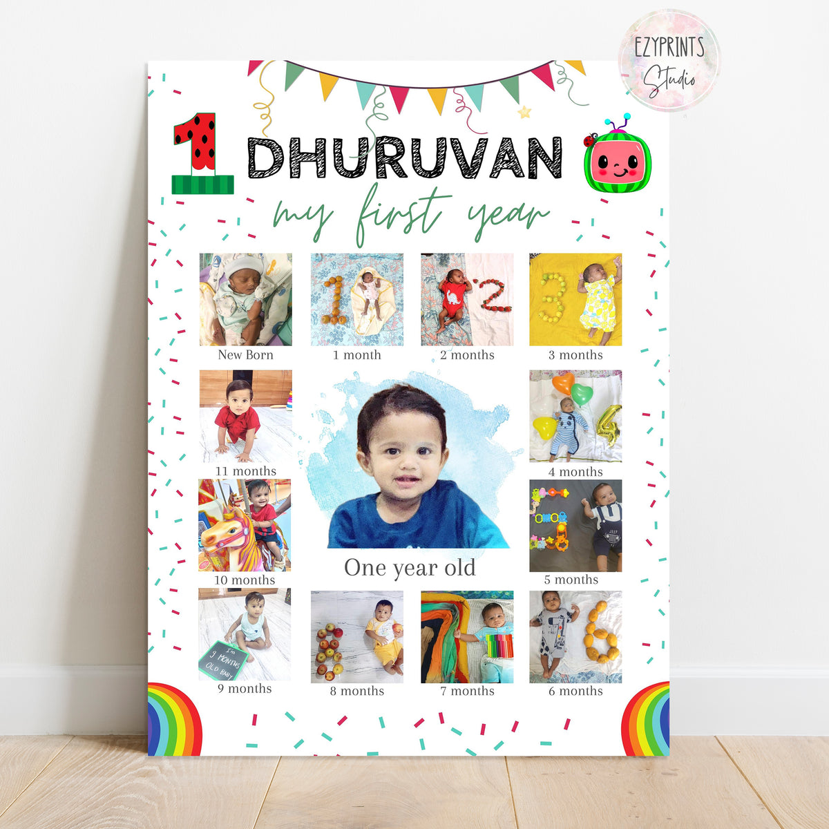 Personalised First Year Photo Collage Board | Cocomelon Theme ...