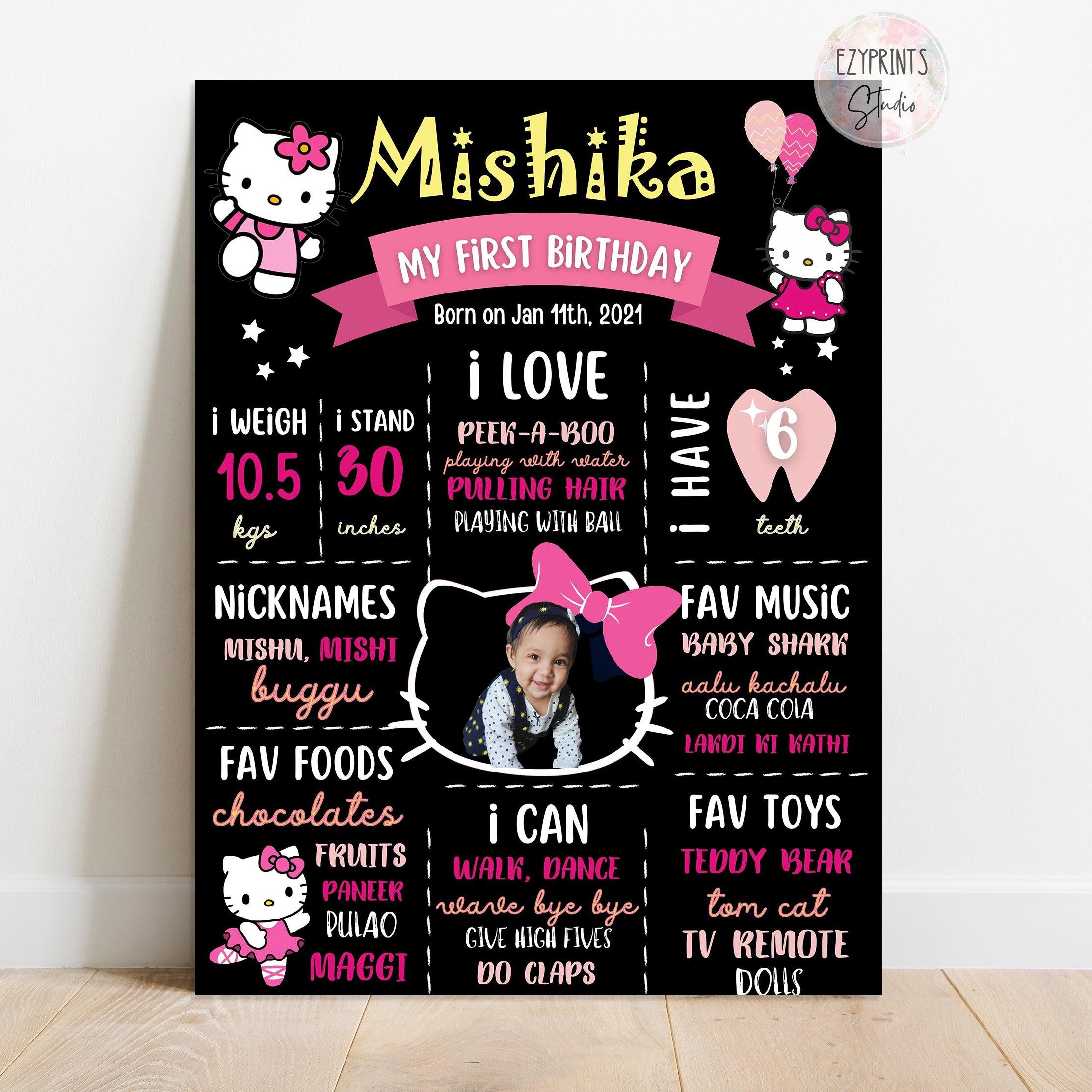 Hello Kitty Birthday Chalkboard Poster – Ezyprints Studio