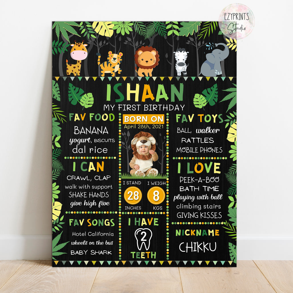 Birthday Chalkboard Poster | Jungle theme – Ezyprints Studio