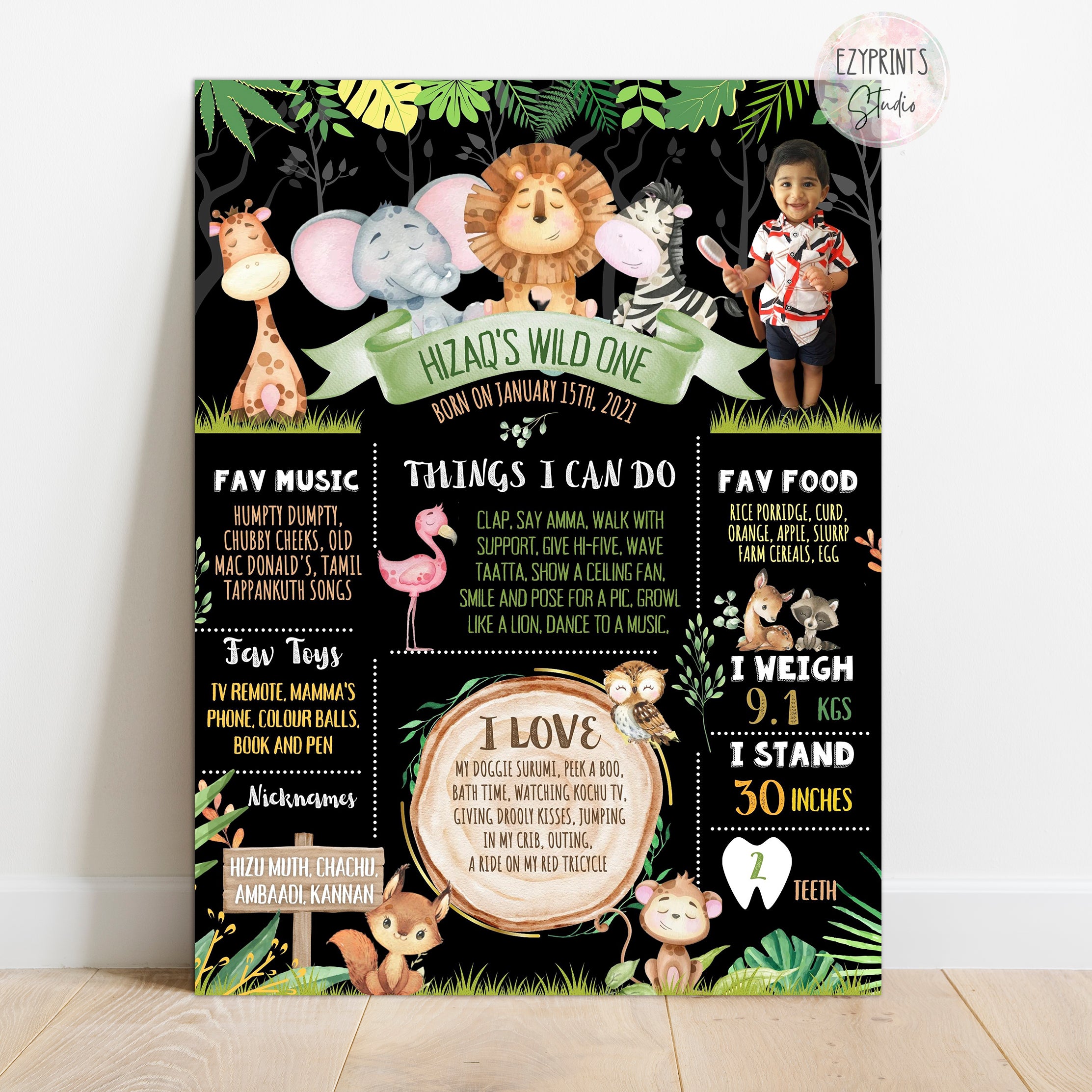 Birthday Chalkboard Poster | Wild Jungle theme – Ezyprints Studio