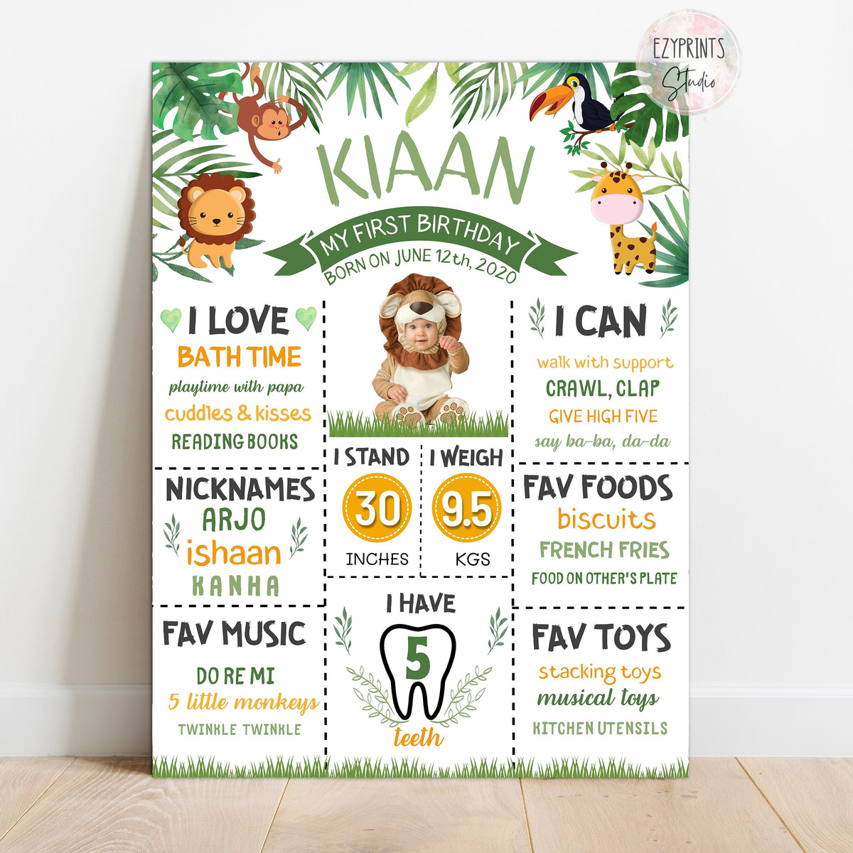 Milestone Chalkboard Poster | Wild Jungle theme – Ezyprints Studio