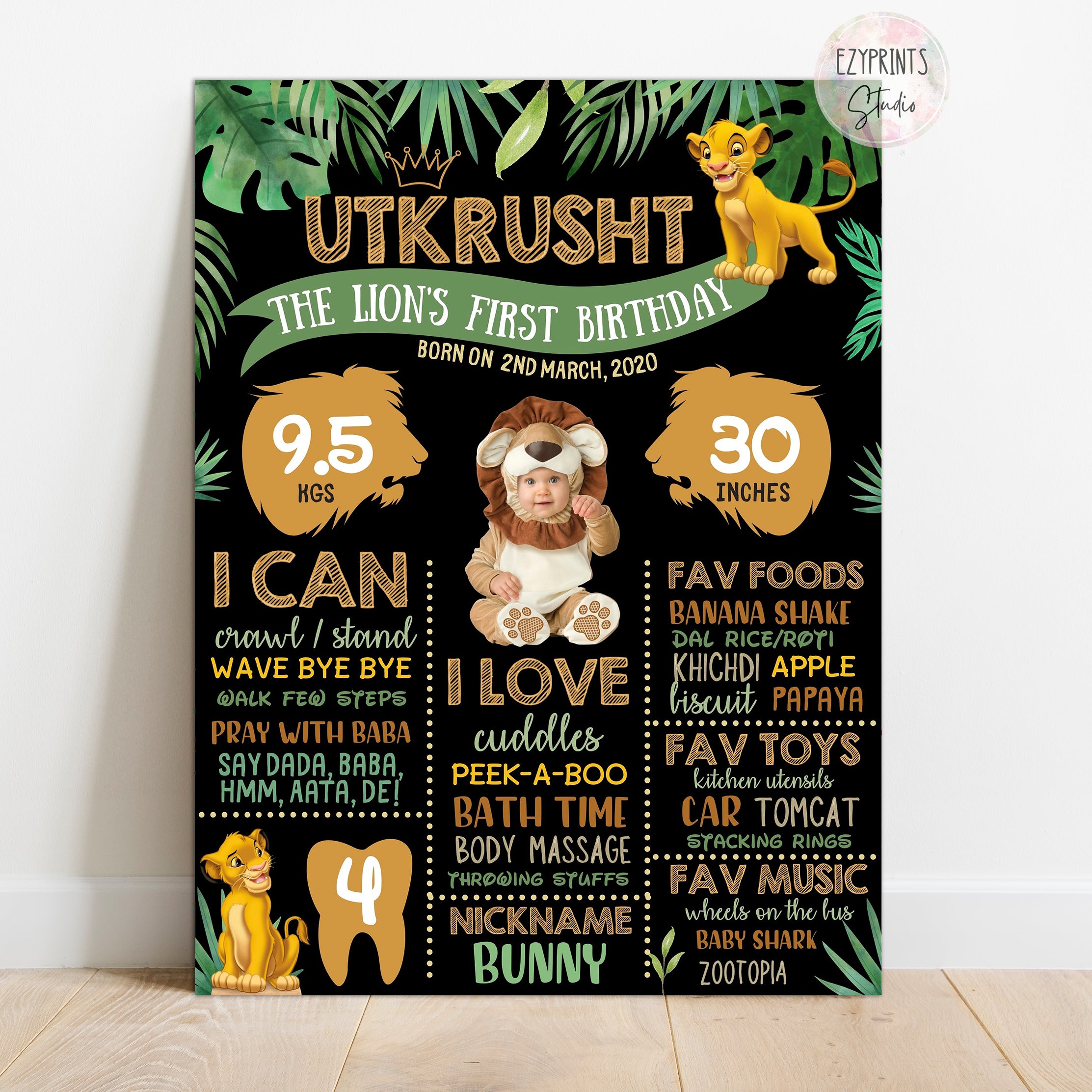 The Lion King Birthday Chalkboard Poster – Ezyprints Studio