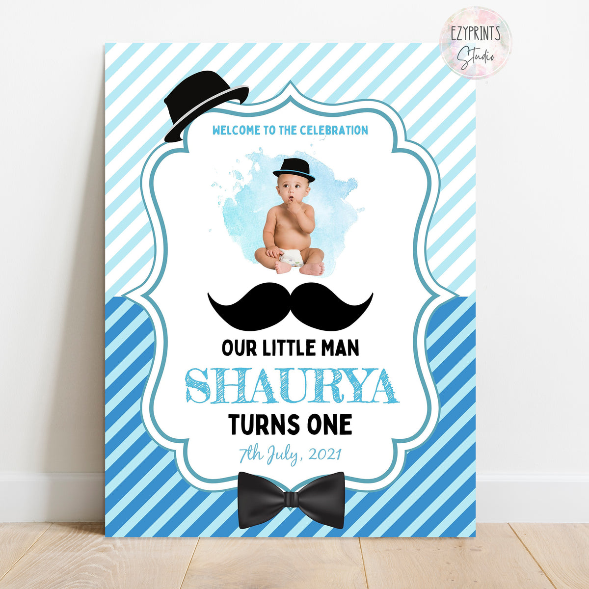 Little Man Theme Birthday Party Welcome Board – Ezyprints Studio