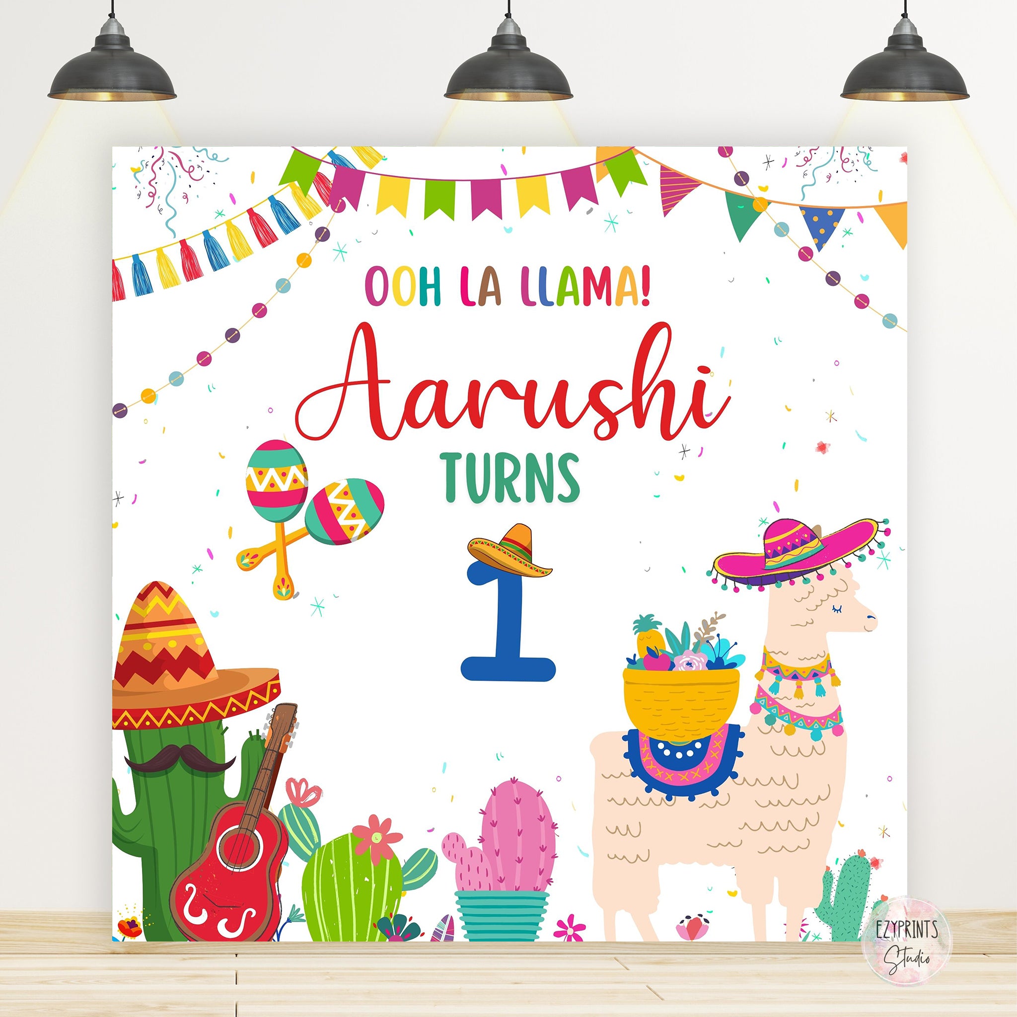 Llama Theme Birthday Backdrop – Ezyprints Studio