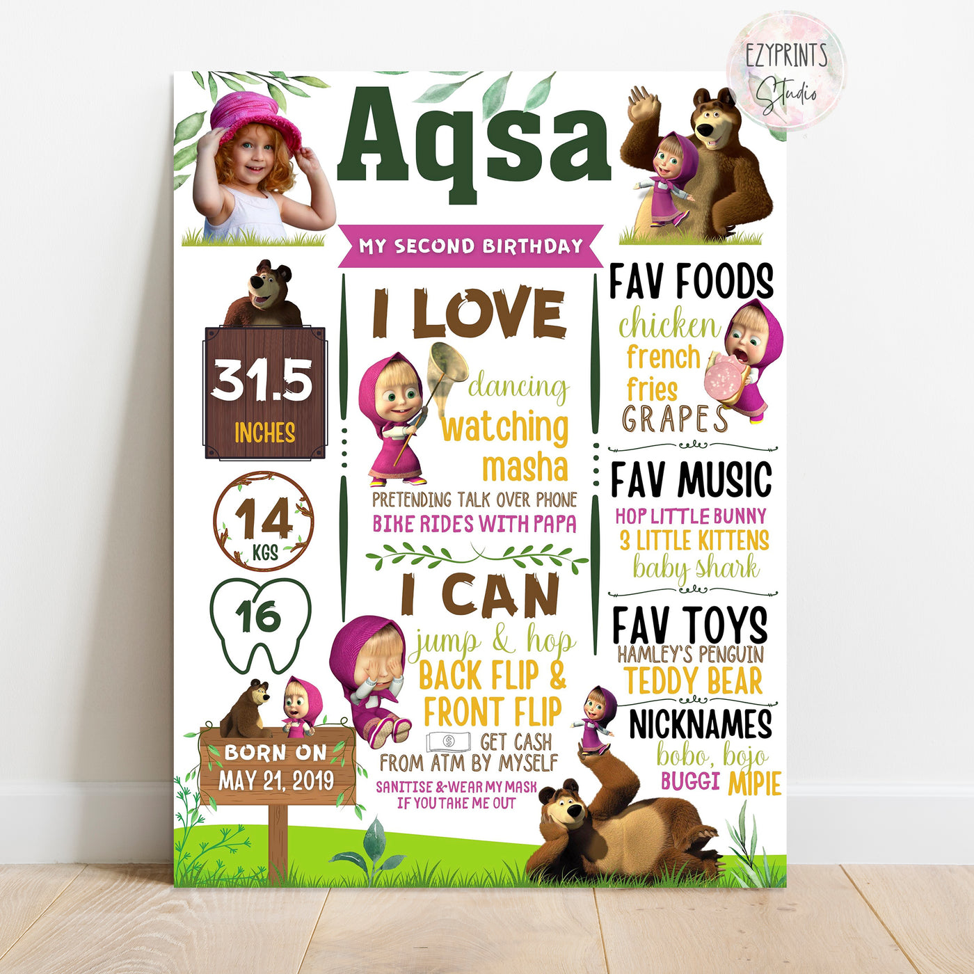 Thank you Stickers | Masha and the Bear theme – Ezyprints Studio