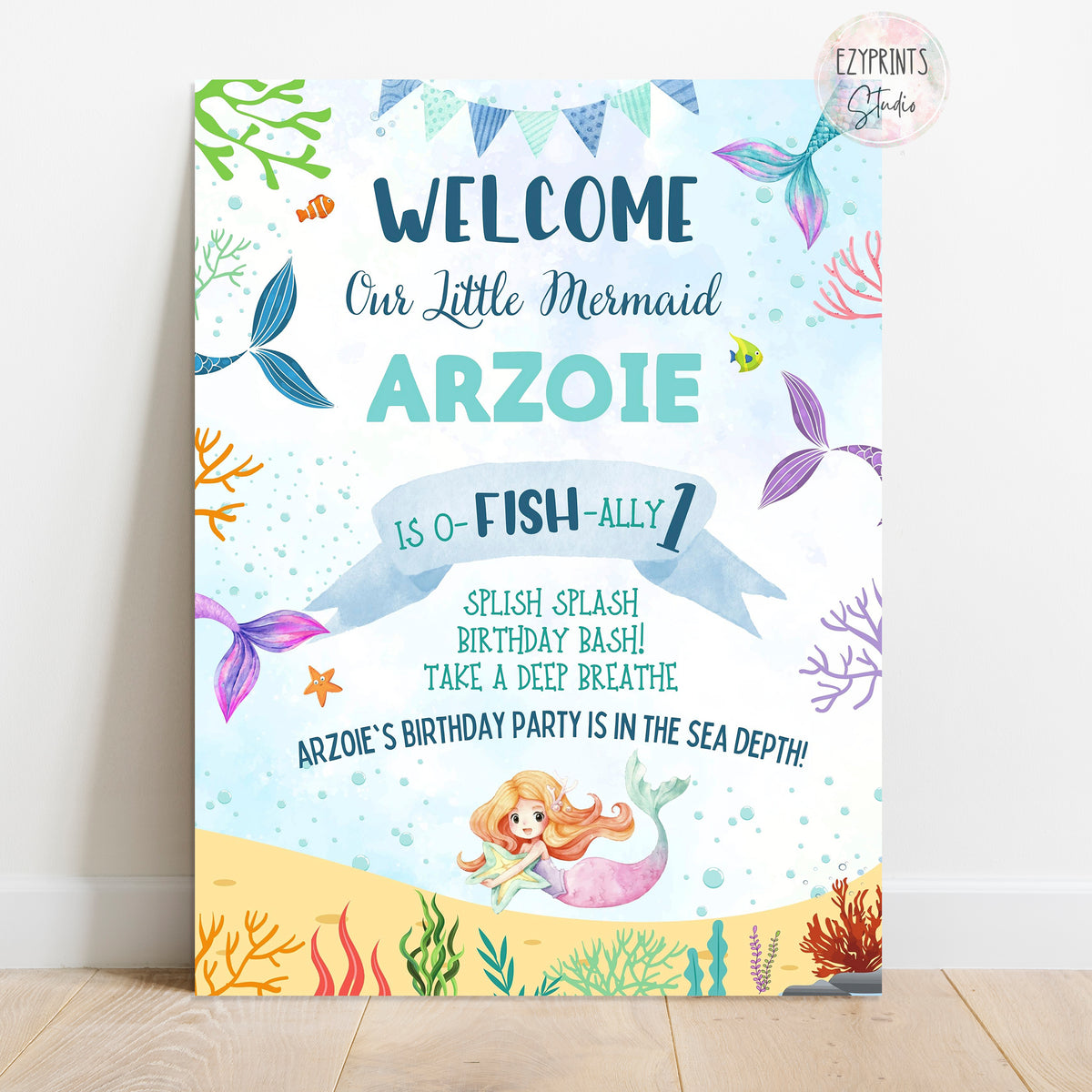 Mermaid Theme Birthday Welcome Board – Ezyprints Studio