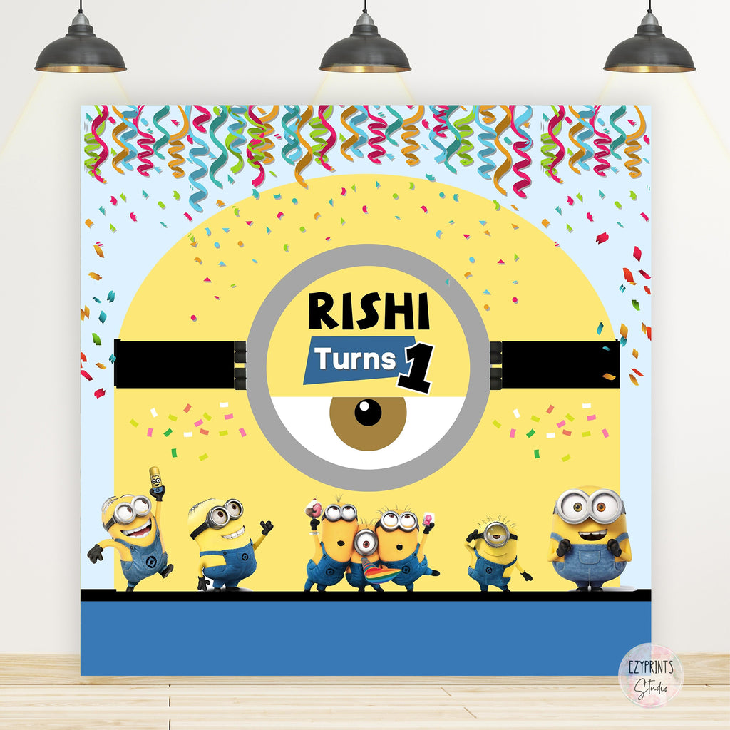 Minions Theme Birthday Backdrop Banner – Ezyprints Studio
