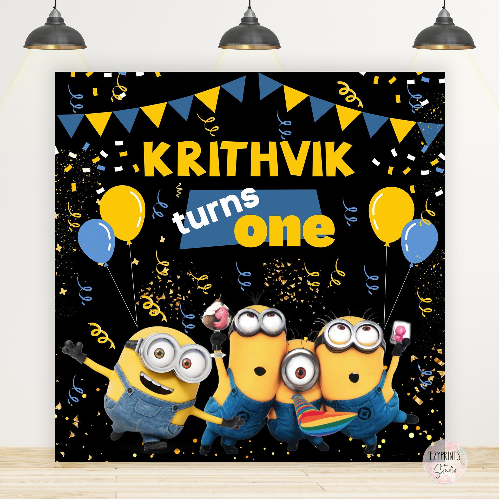 Minions Birthday Backdrop Banner – Ezyprints Studio