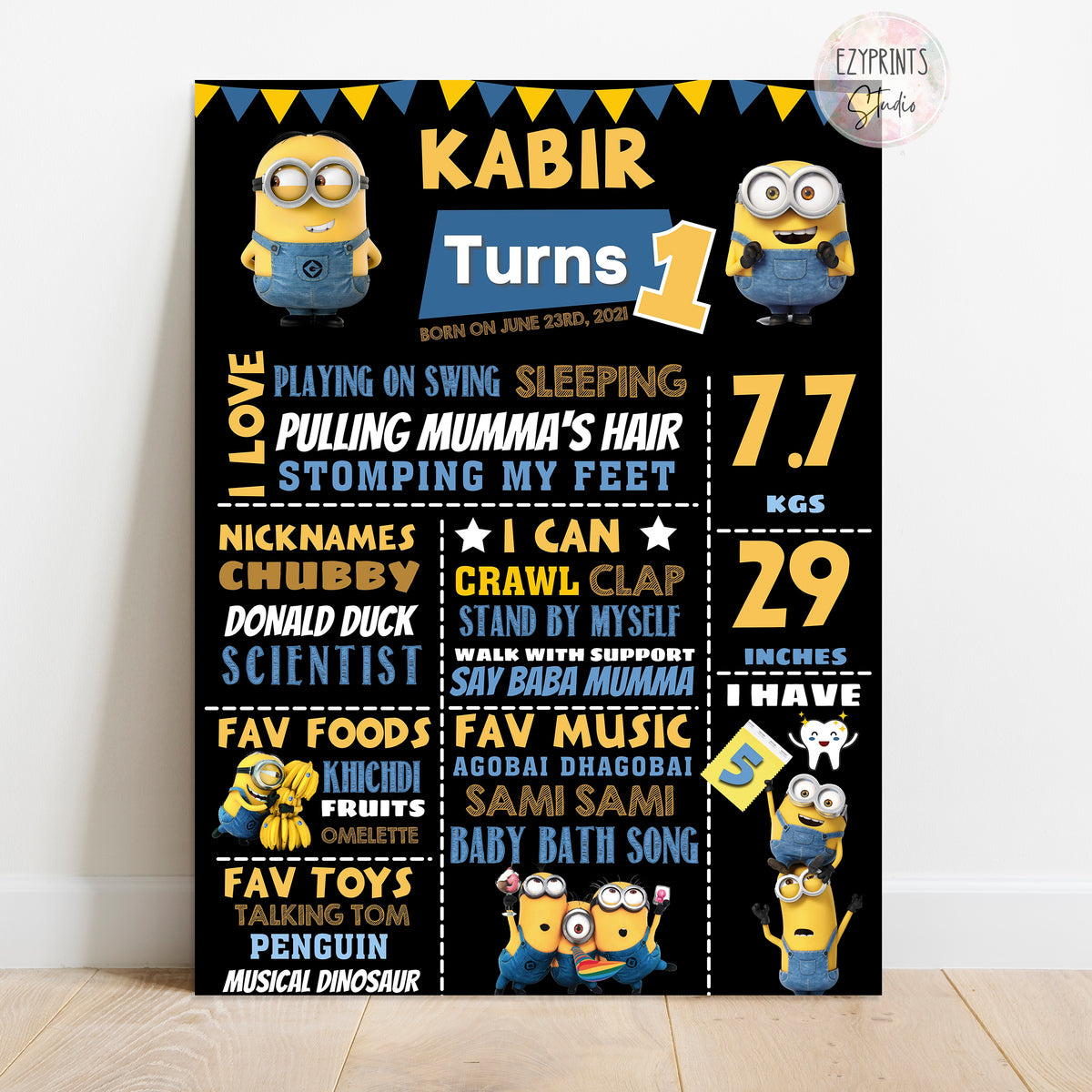 Minions theme Birthday Chalkboard Poster – Ezyprints Studio