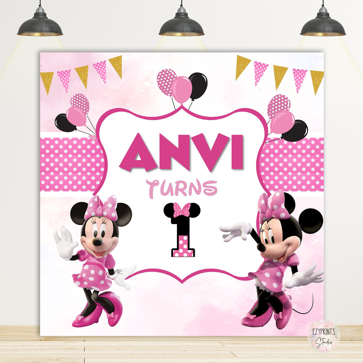 Minnie Mouse Theme Birthday Backdrop – Ezyprints Studio
