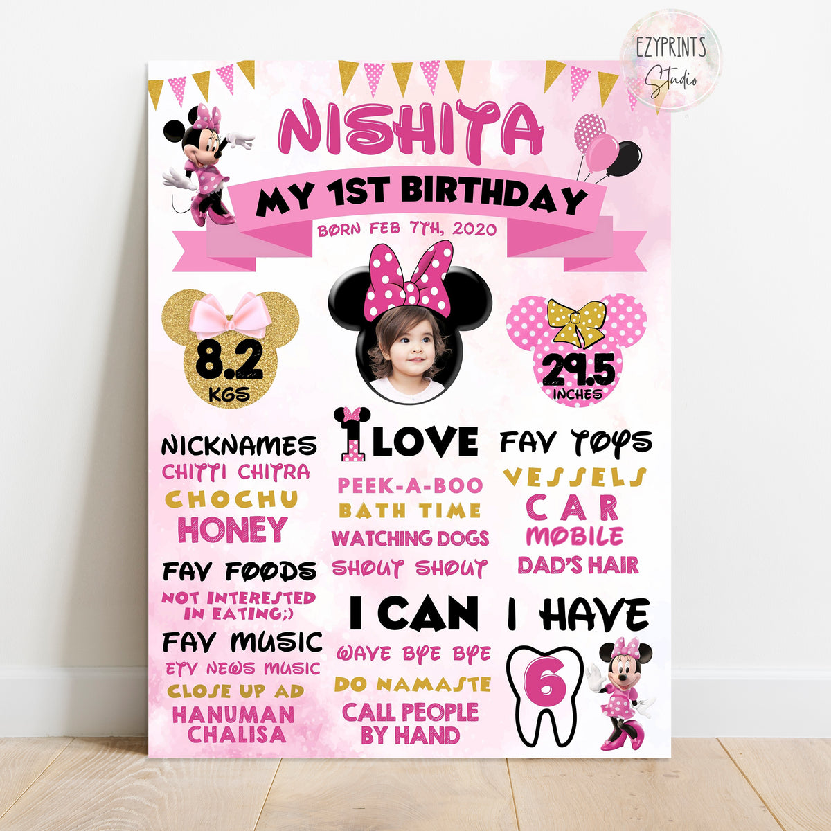 Minnie Mouse theme Birthday Milestone Poster – Ezyprints Studio