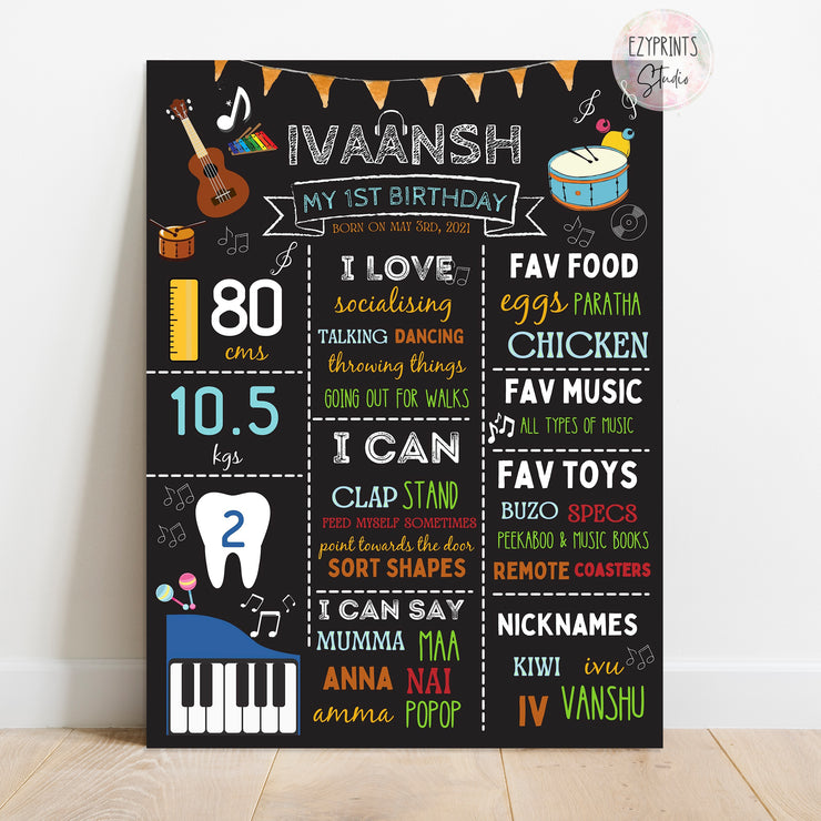 Musical Instruments theme Birthday Chalkboard Poster – Ezyprints Studio