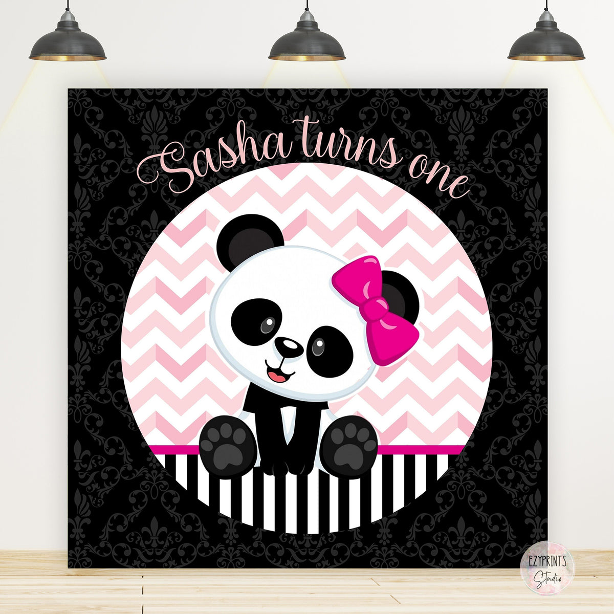 Pink Panda Theme Birthday Backdrop – Ezyprints Studio